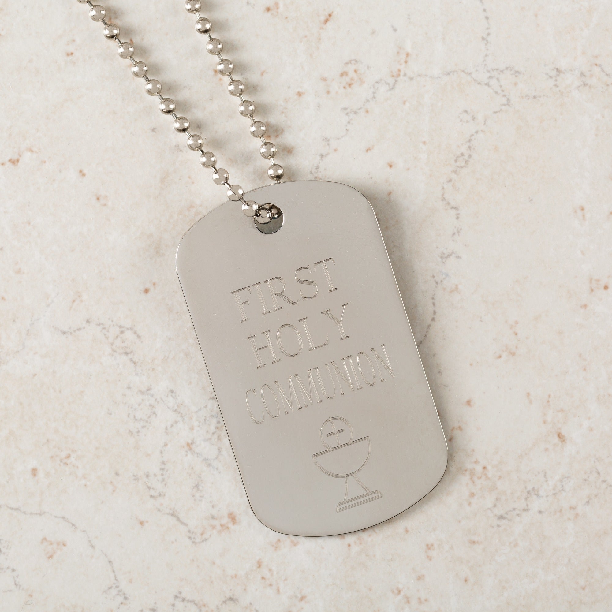 Personalized First Communion Dog Tag Necklace | The Catholic Company®