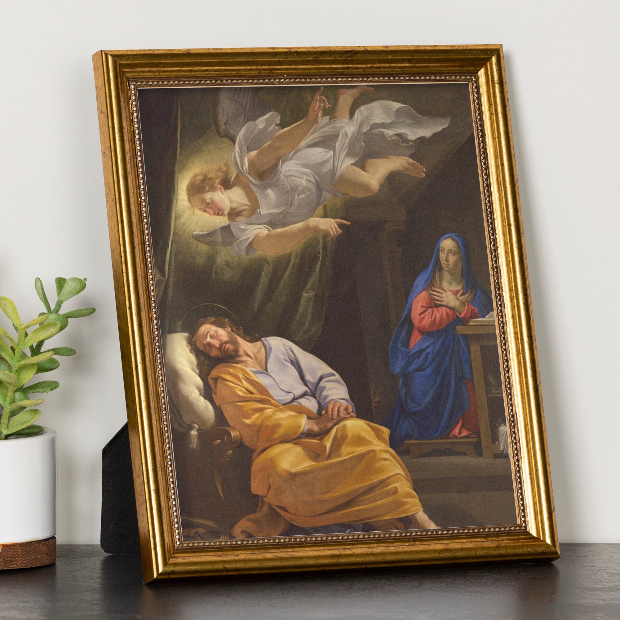 Vision of St. Joseph Antique Gold Framed Print - 8" x 10"