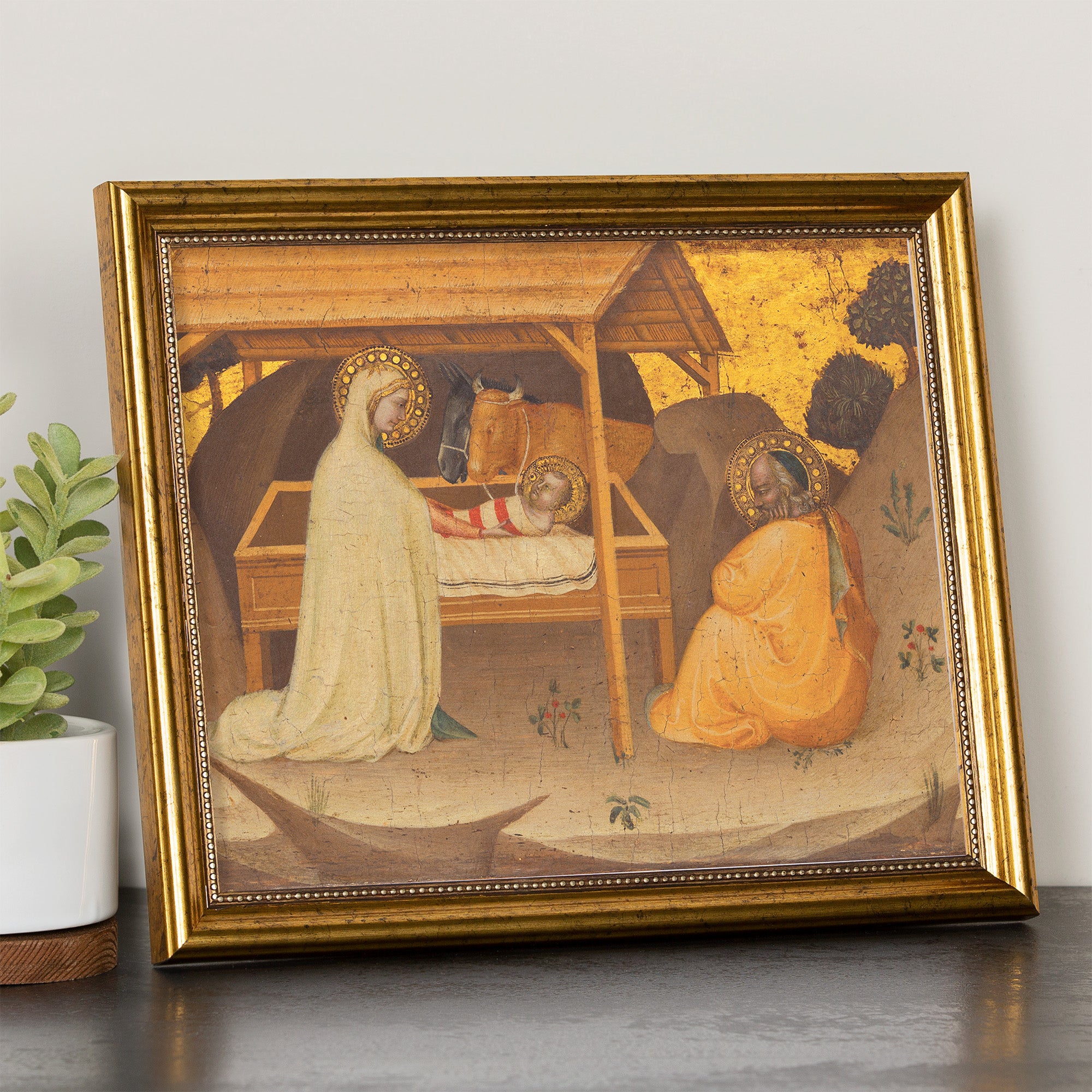 di Simone Nativity Antique Gold Framed Print - 8" x 10"