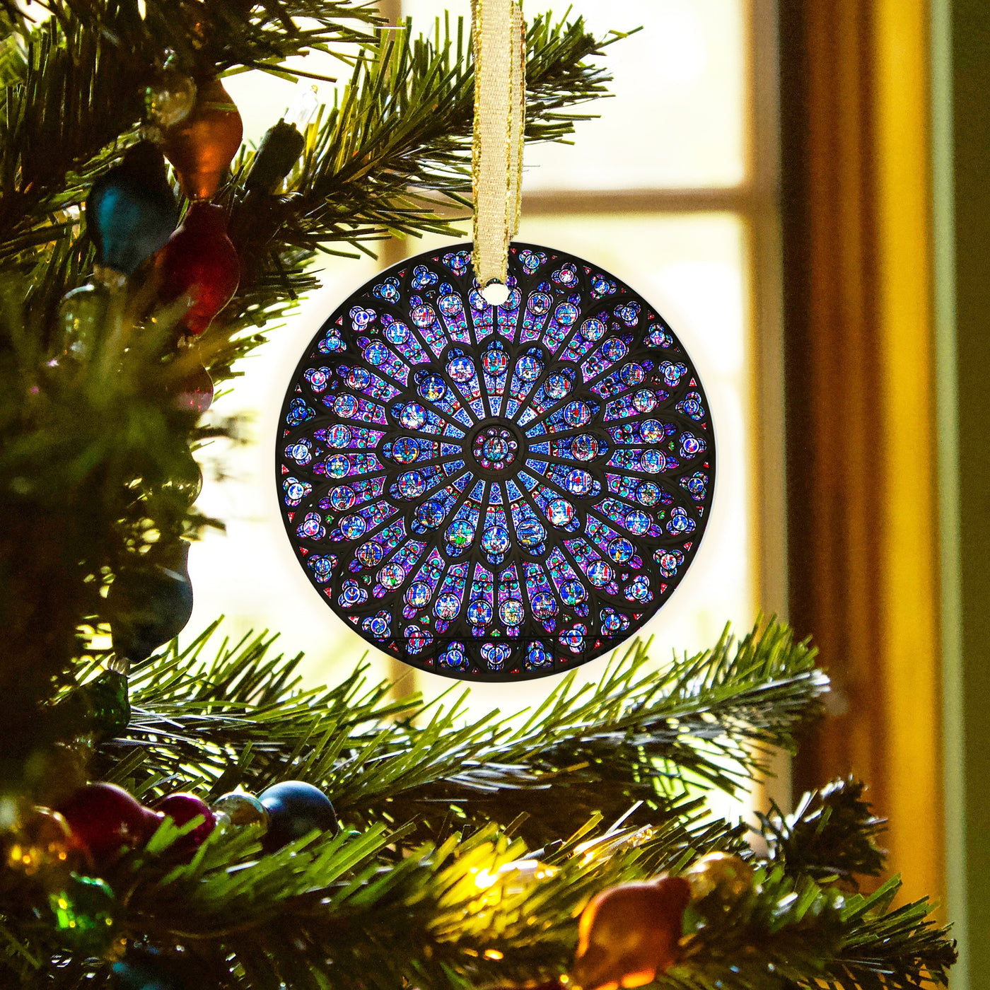 Notre Dame Stained Glass Window Ornament | The Catholic Company®