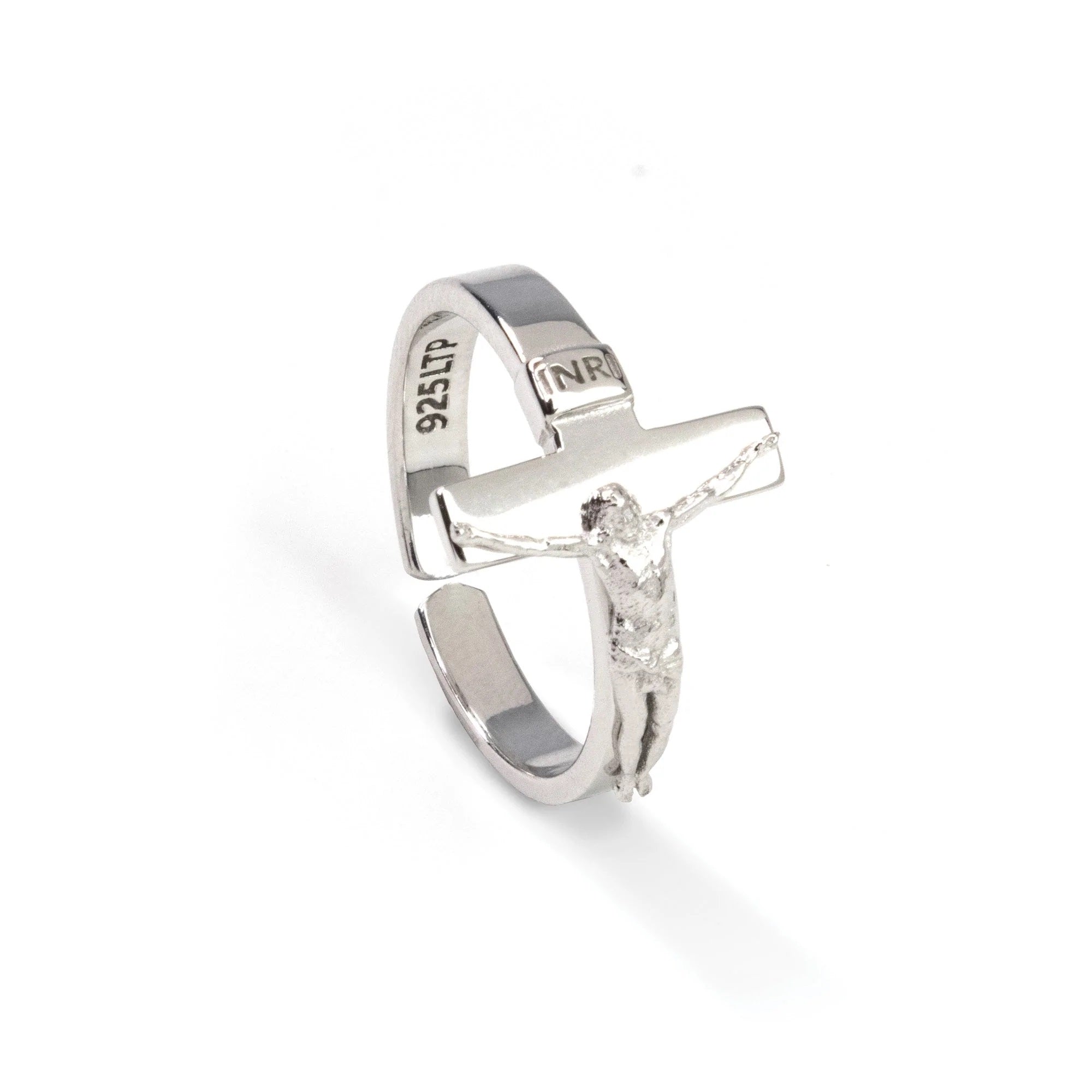 Men's & Women's Sterling Silver Crucifix INRI Ring - Sizes 5-8