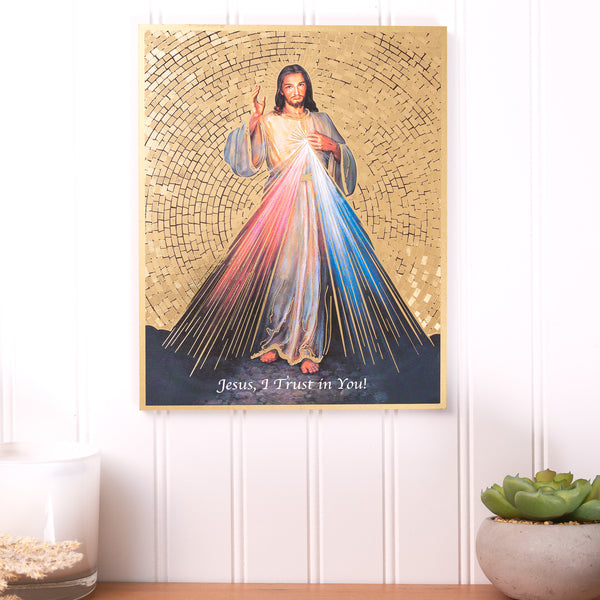 Divine Mercy Gold Foil Mosaic Plaque - Multiple Sizes | The Catholic ...
