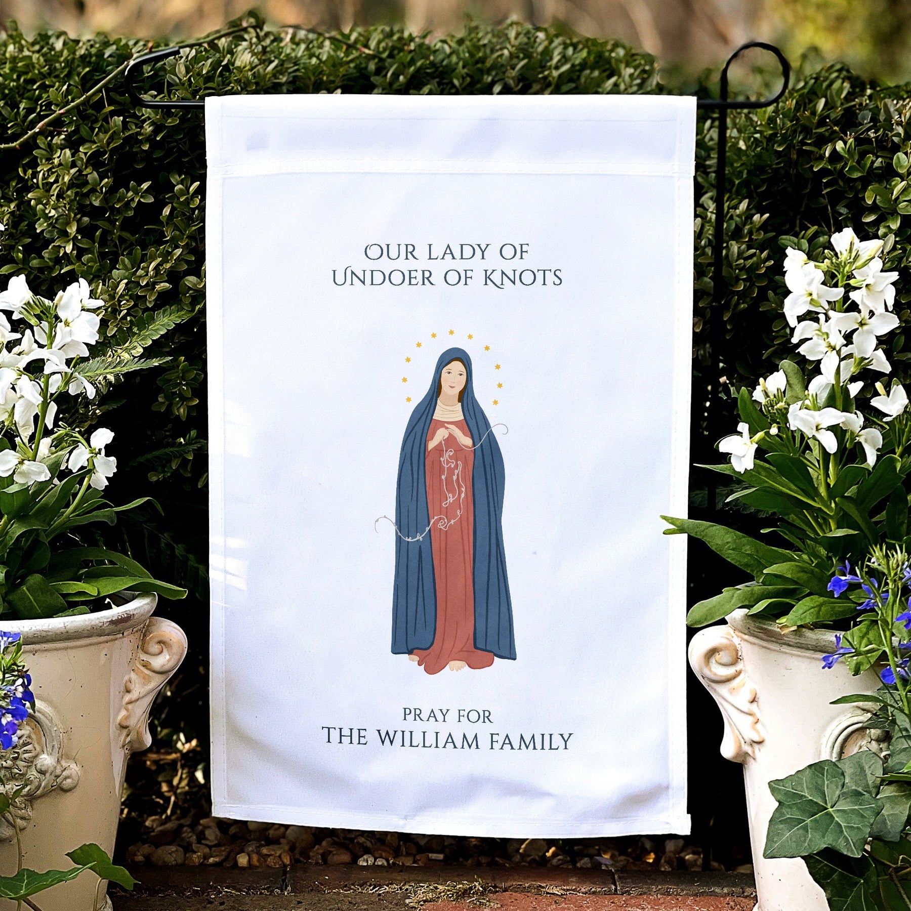 Our Lady Undoer of Knots Personalized Garden Flag | The Catholic Company®