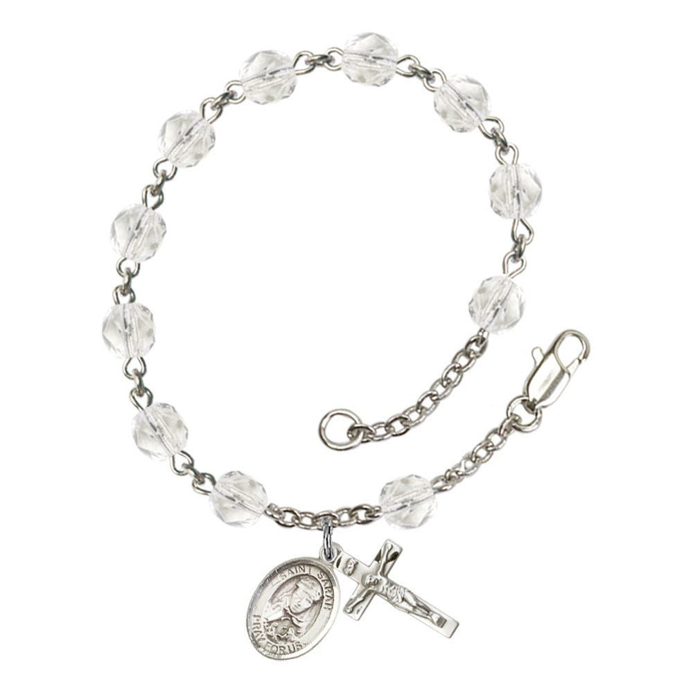 St. Sarah Crystal April Rosary Bracelet 6mm | The Catholic Company®
