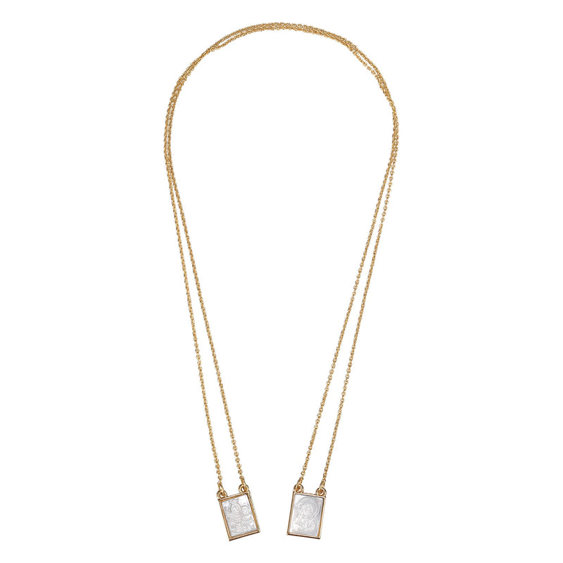 Pearlized Scapular Gold Necklace | The Catholic Company®