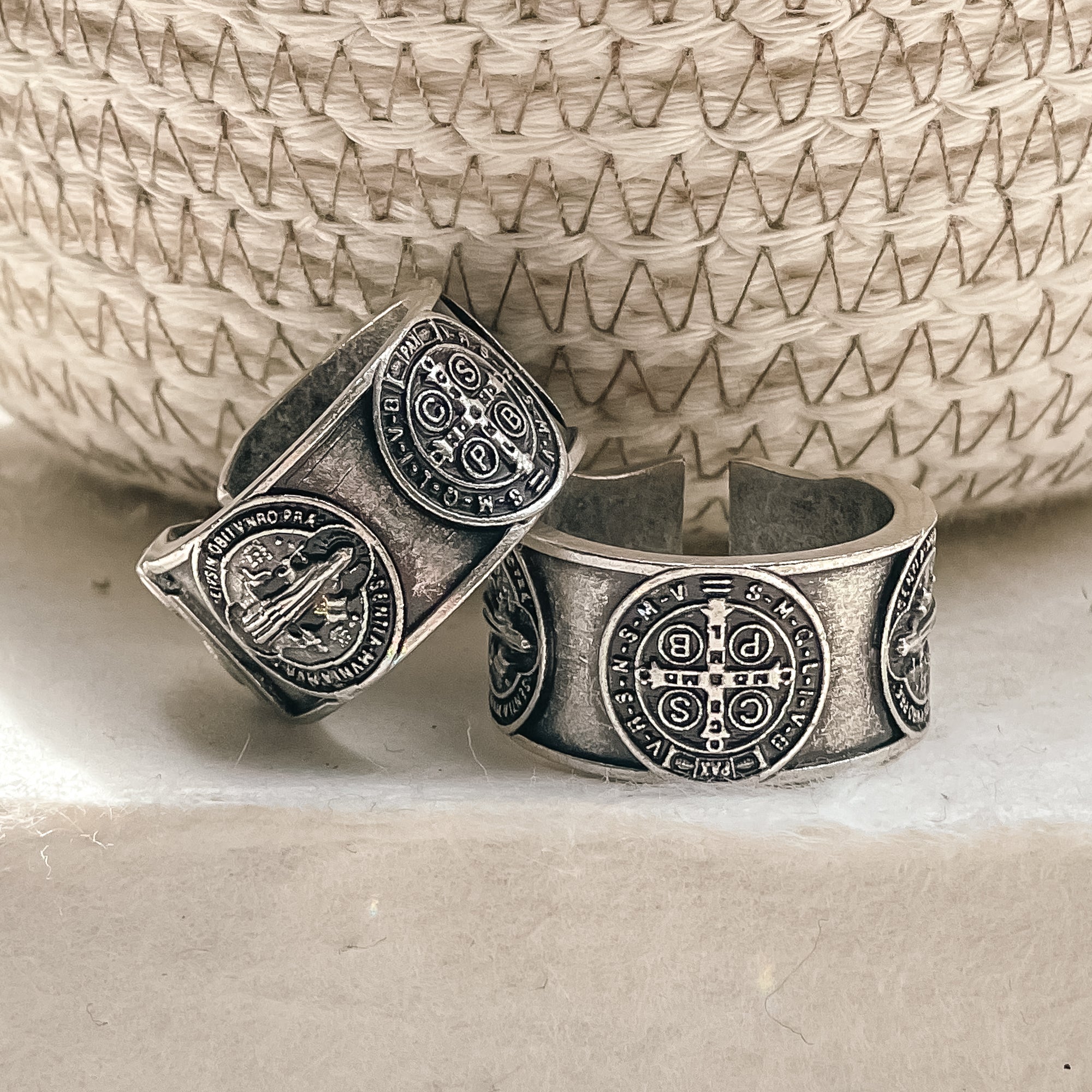Men's Stamped St. Benedict Medal Ring | The Catholic Company®