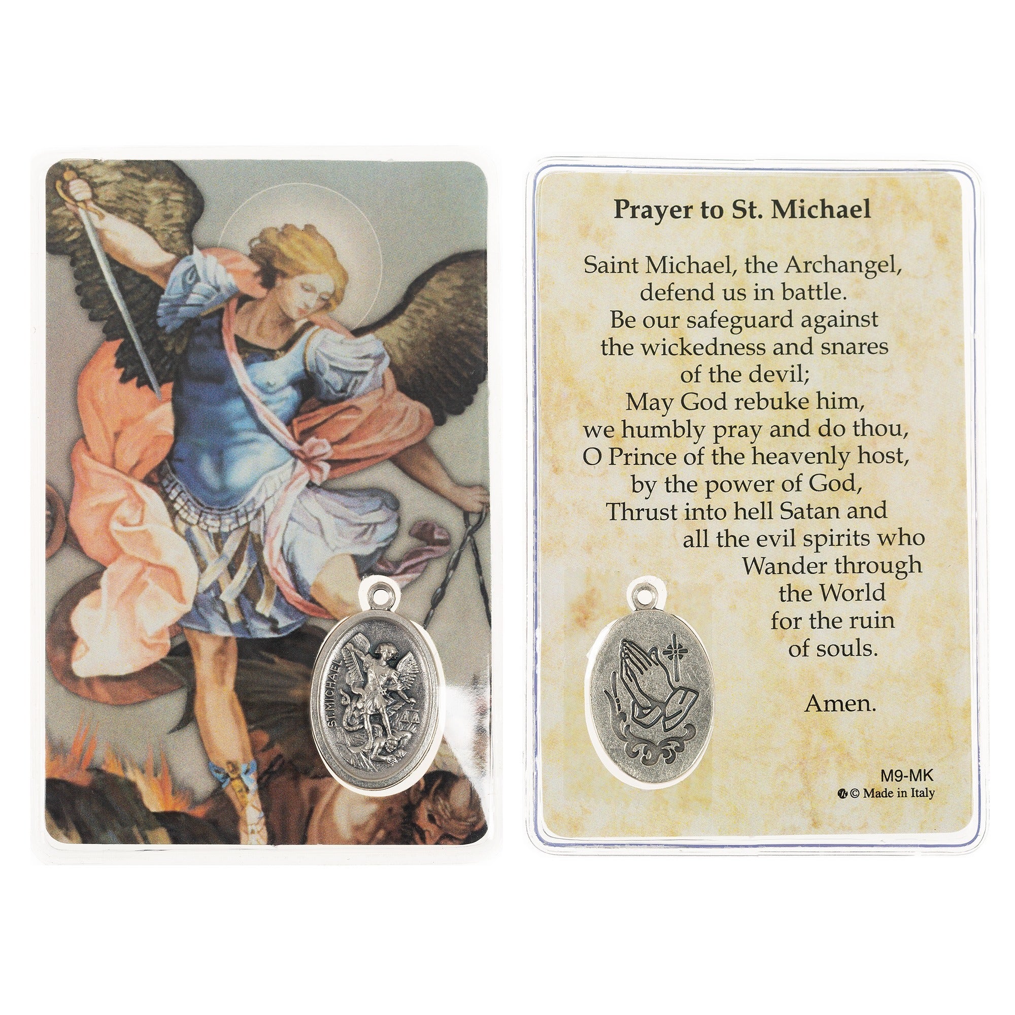 Laminated St. Michael Prayer Card with Medal | The Catholic Company®