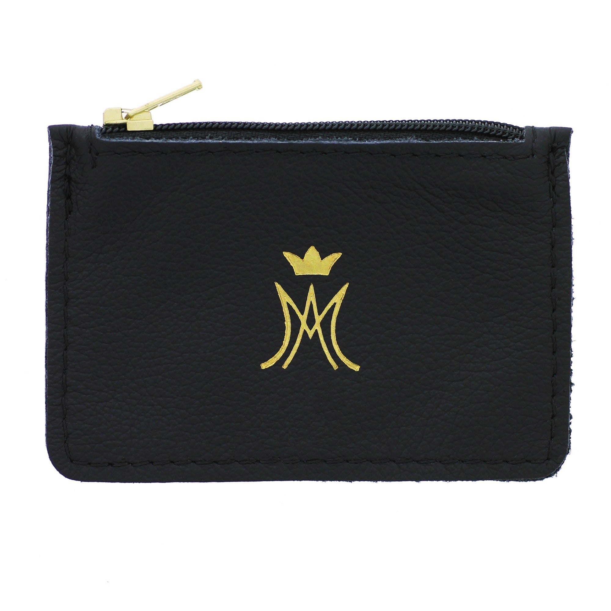 Ave Maria Black Leather Zipper Rosary Purse | The Catholic Company®