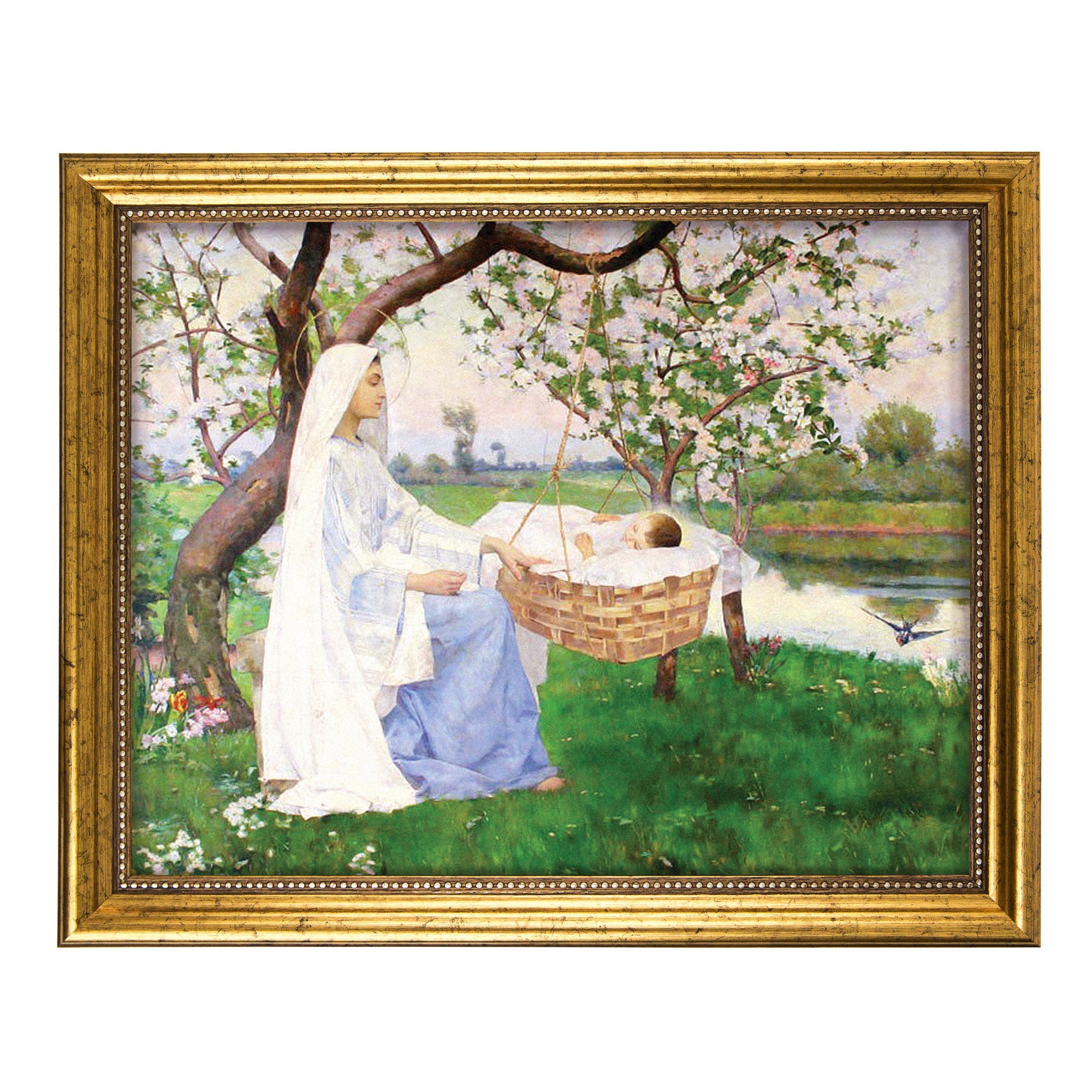 Our Lady of Spring Antique Gold Framed Print - 8" x 10"