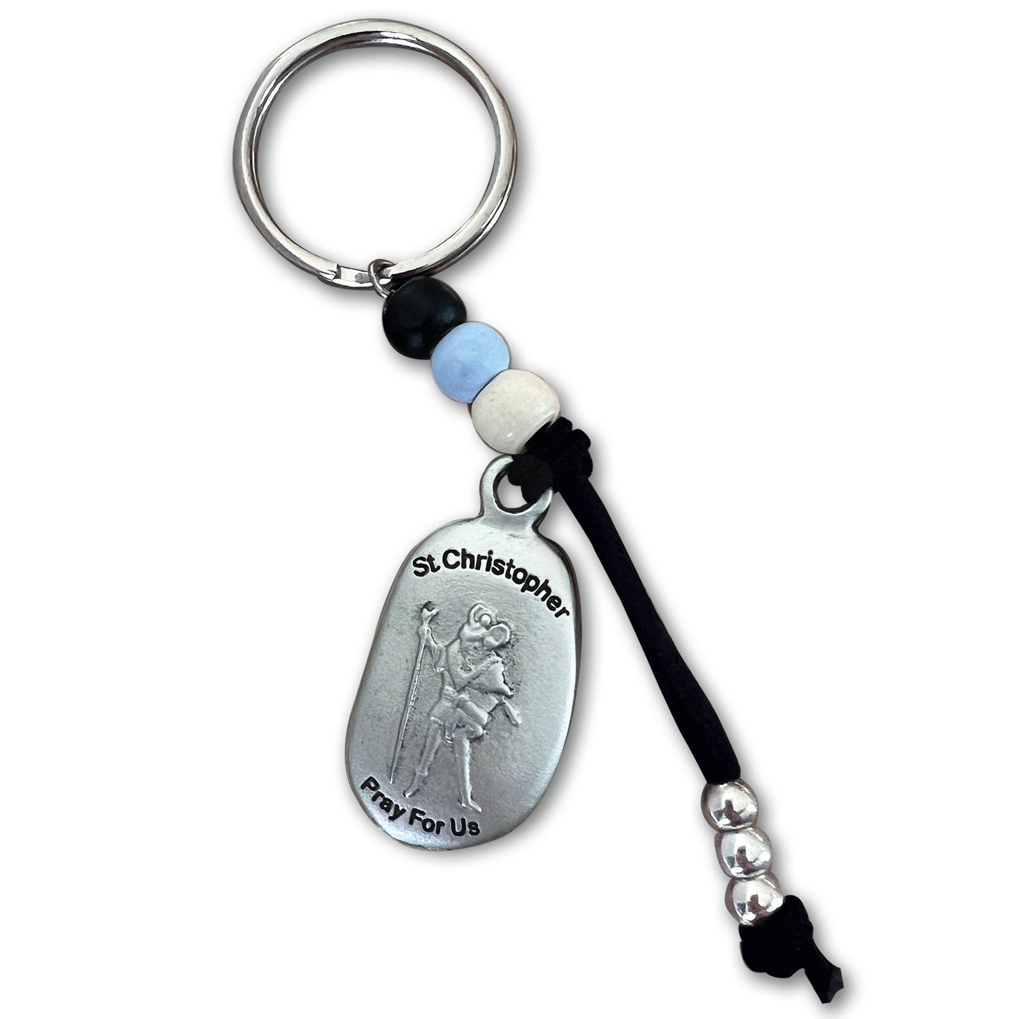 St. Christopher Thumb Medal Beaded Key Chain | The Catholic Company®