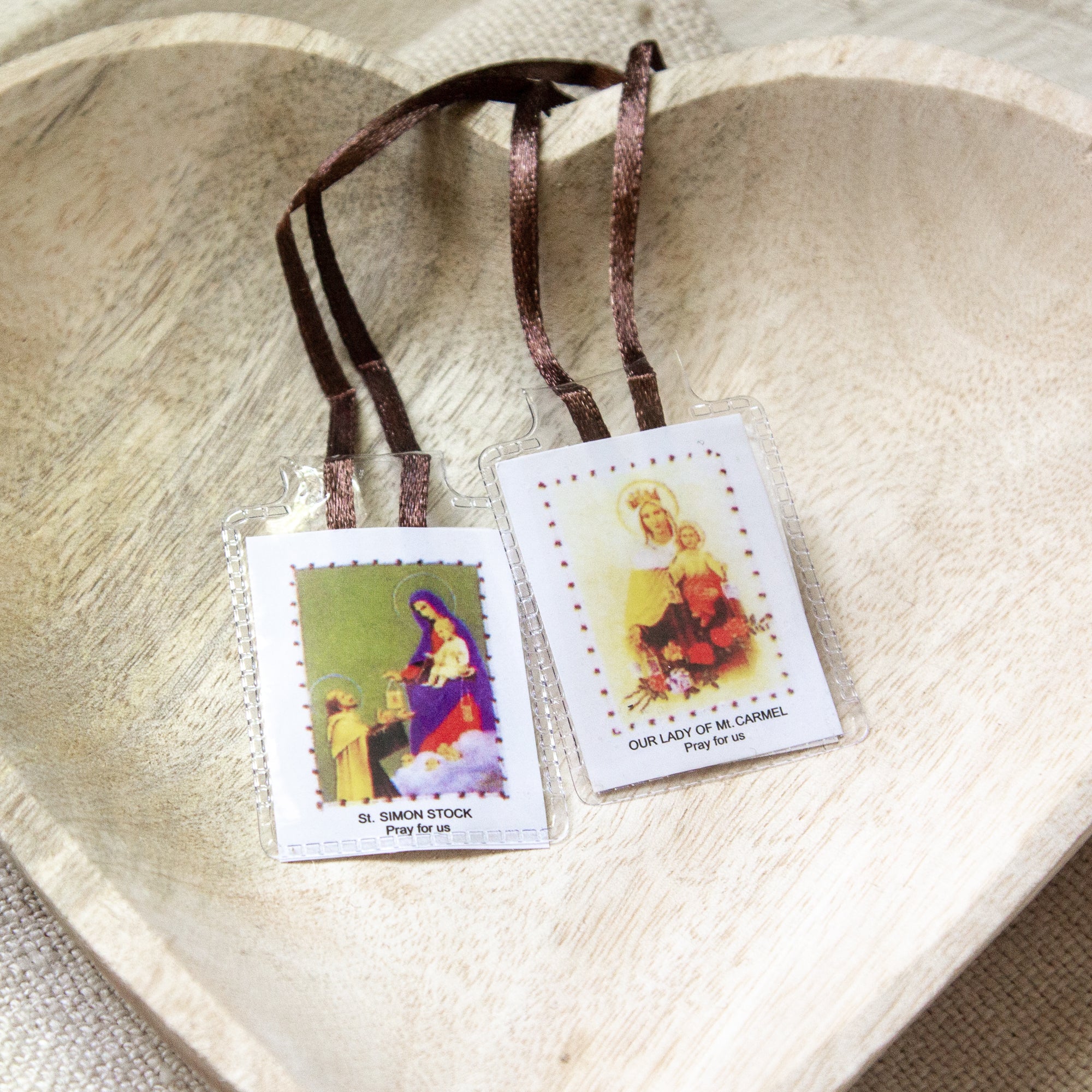 Laminated Scapular with Brown Strings | The Catholic Company®
