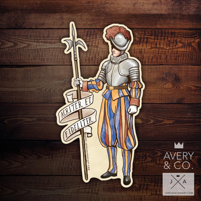 Pontifical Swiss Guard Motto Vinyl Sticker | The Catholic Company®