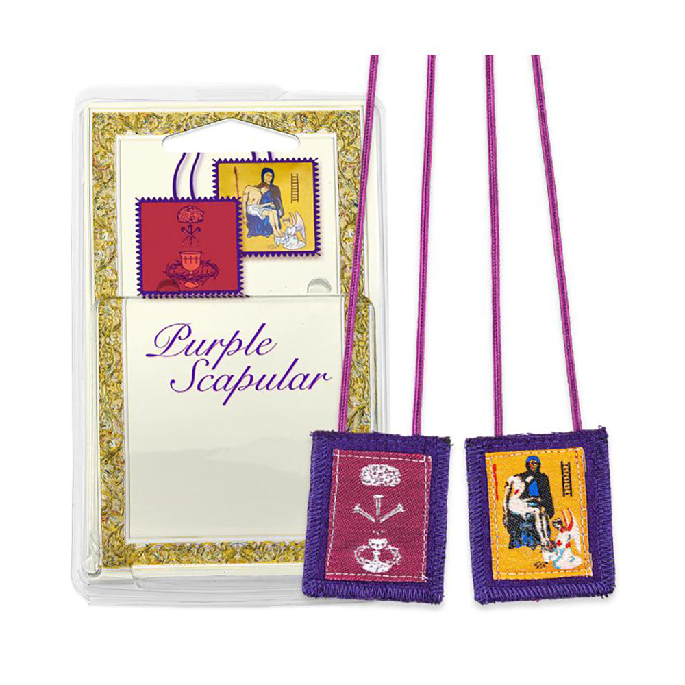 Benediction & Protection Purple Wool Scapular | The Catholic Company®