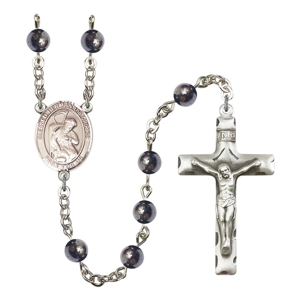 Blessed Herman The Cripple 6mm Hematite Rosary | The Catholic Company®