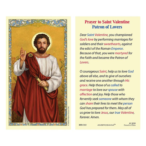 St. Valentine Laminated Prayer Card | The Catholic Company®