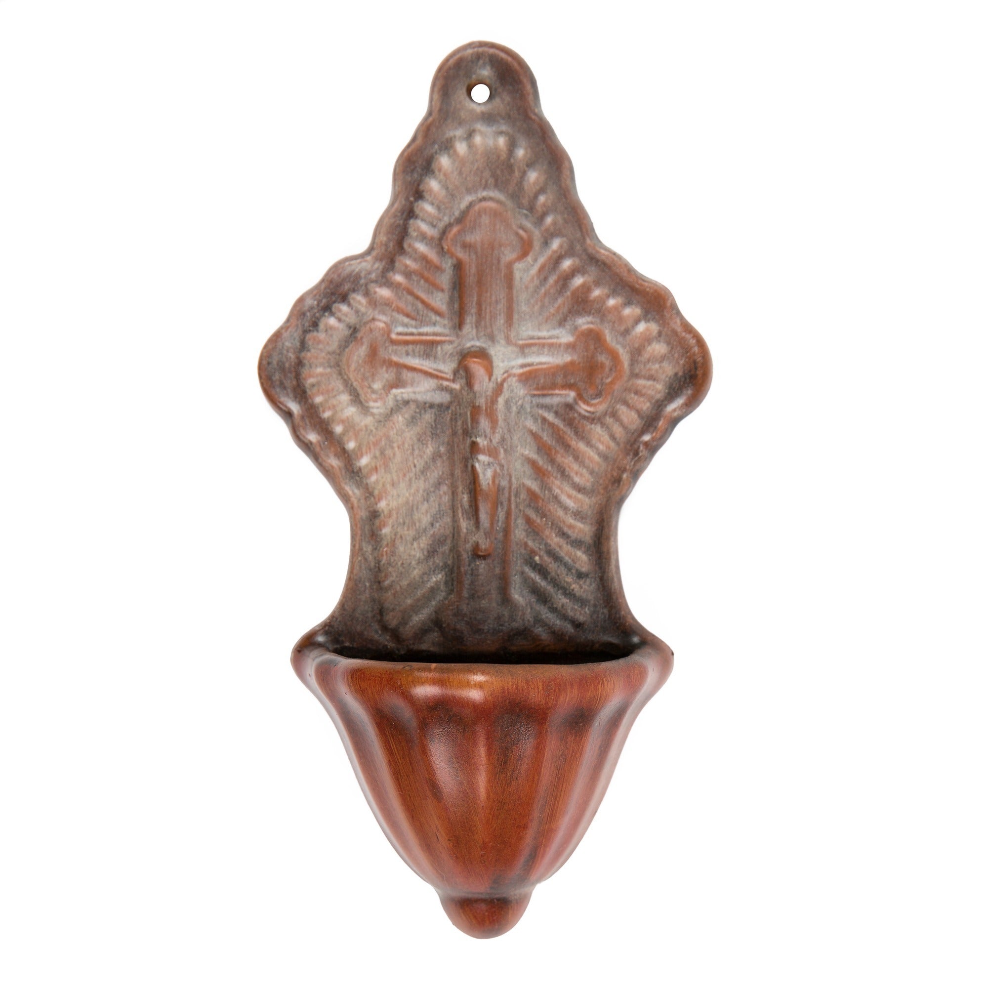 Brown Antique Crucifix Font | The Catholic Company®