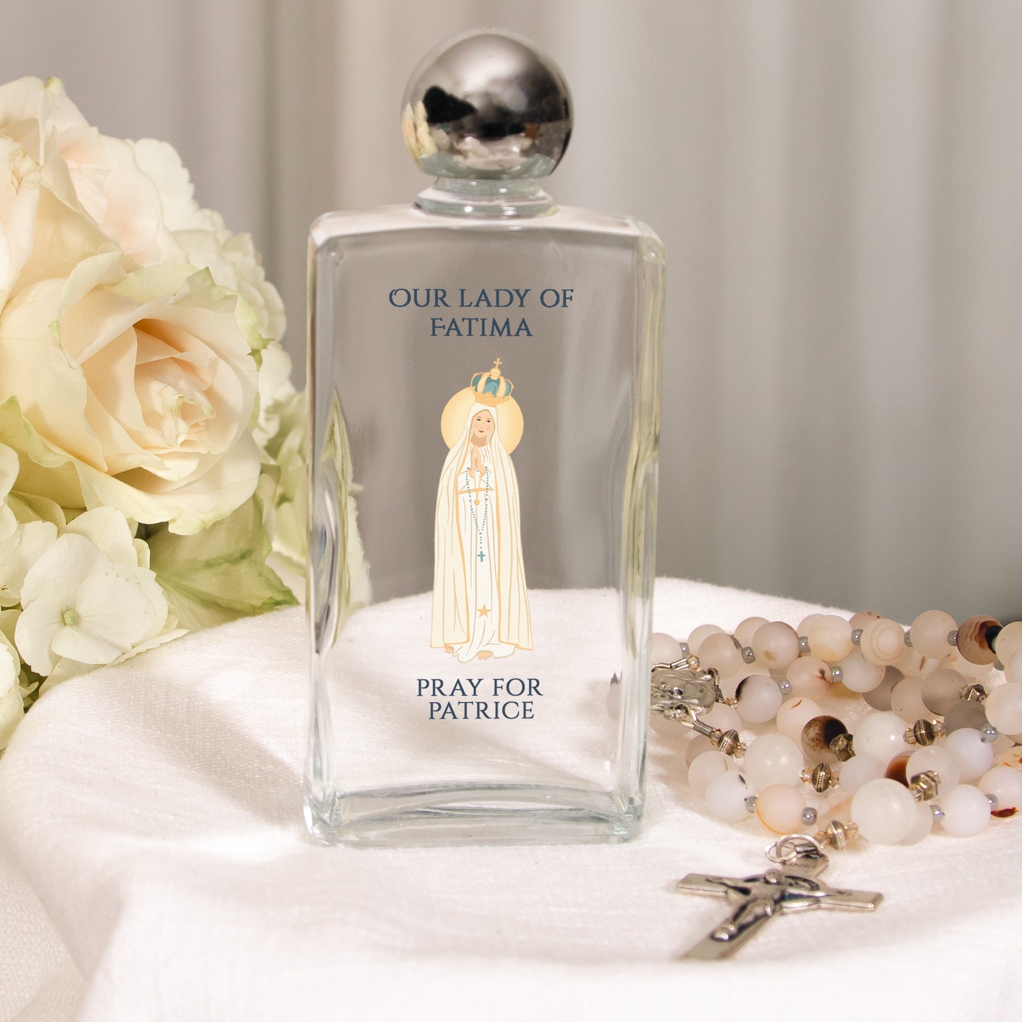 Personalized Our Lady of Fatima Holy Water Bottle | The Catholic Company®