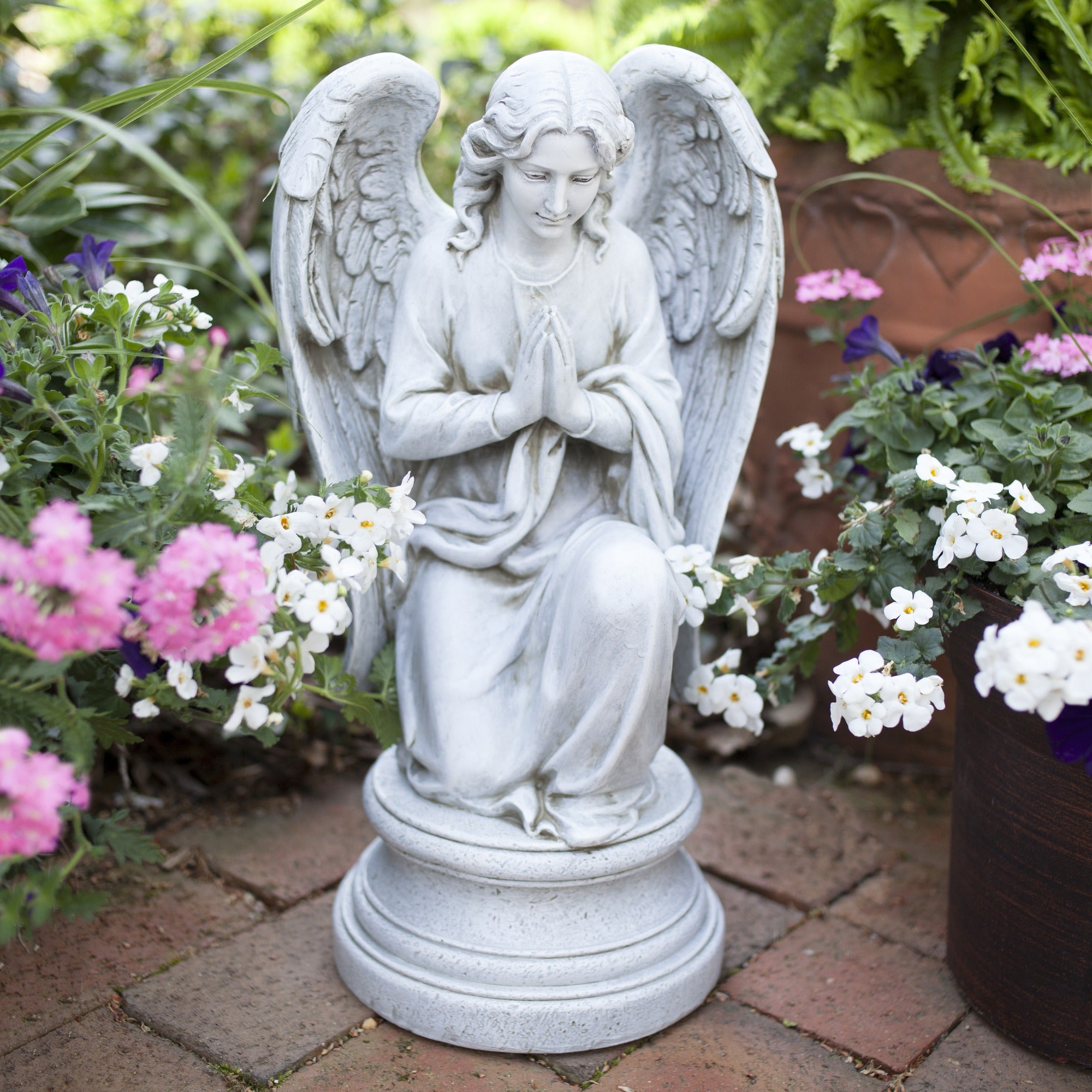 Kneeling/Praying Guardian Angel Outdoor Statue | The Catholic Company®