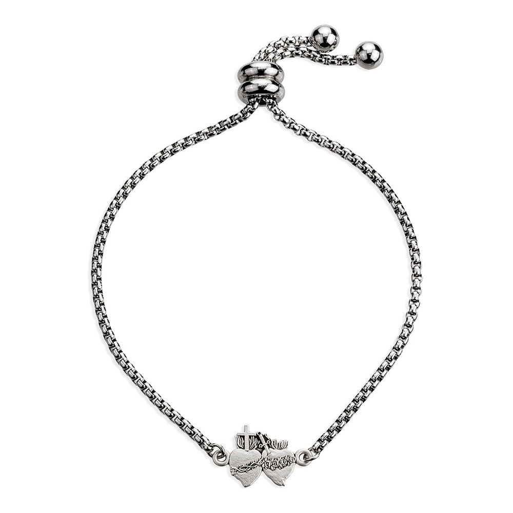 Two Hearts Slide Chain Bracelet - Gold or Silver | The Catholic Company®