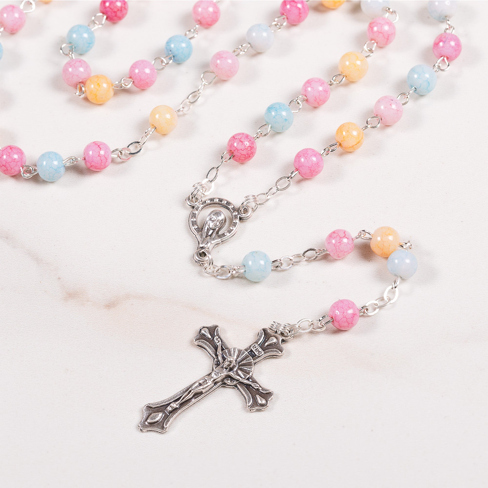Multicolored Frosted Glass Pastel Rosary | The Catholic Company®