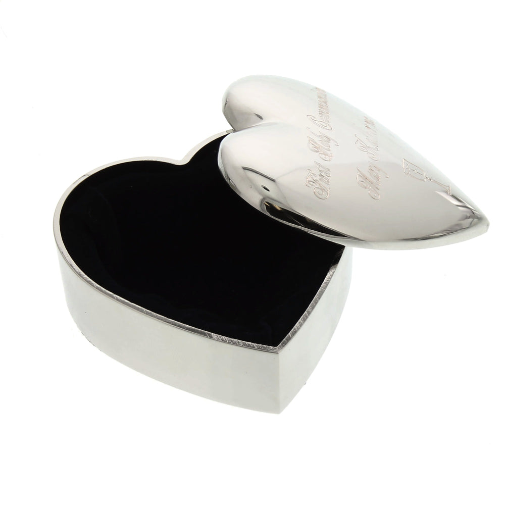 Personalized Silver Heart First Communion Keepsake Box | The Catholic ...