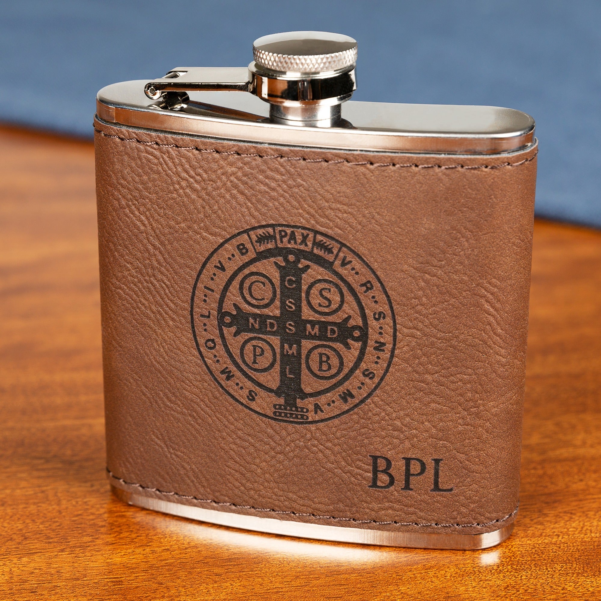 Personalized St. Benedict Flask | The Catholic Company®