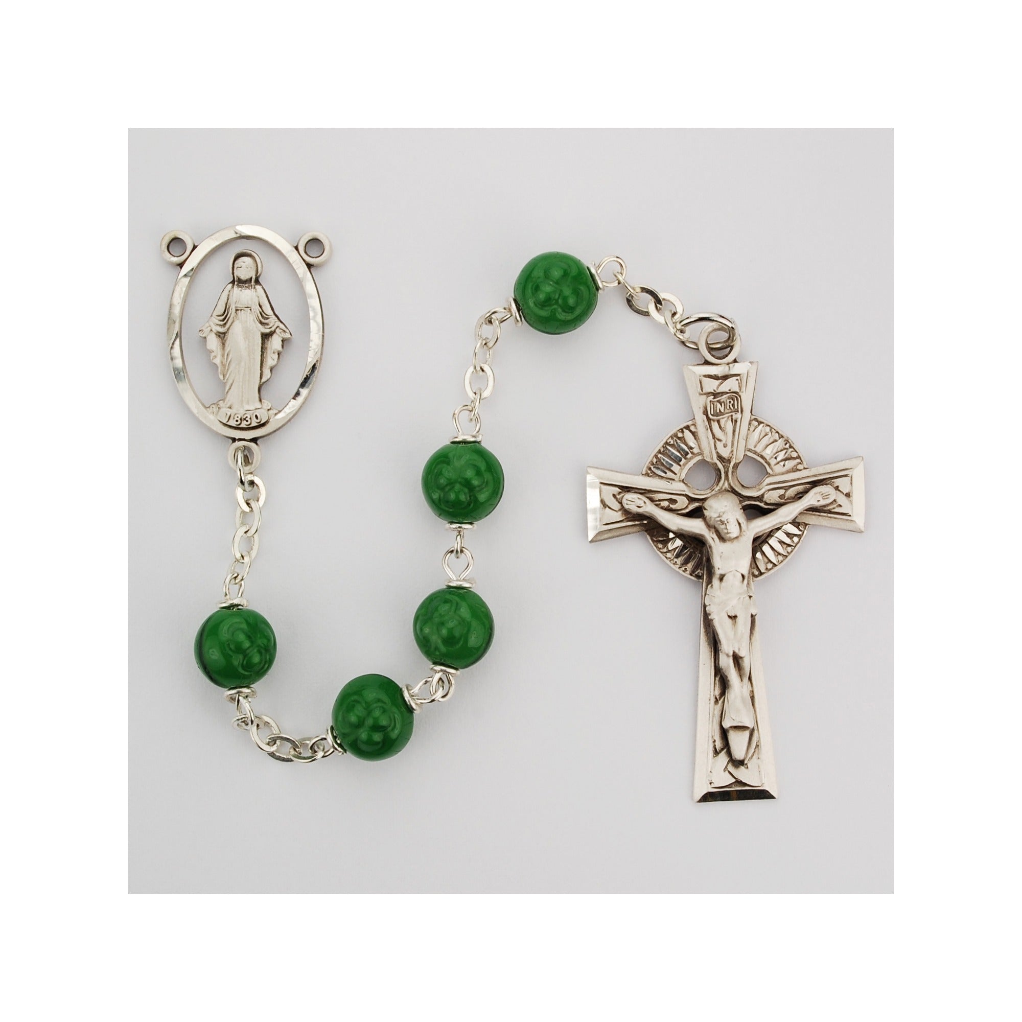Green Glass Shamrock Rosary | The Catholic Company®
