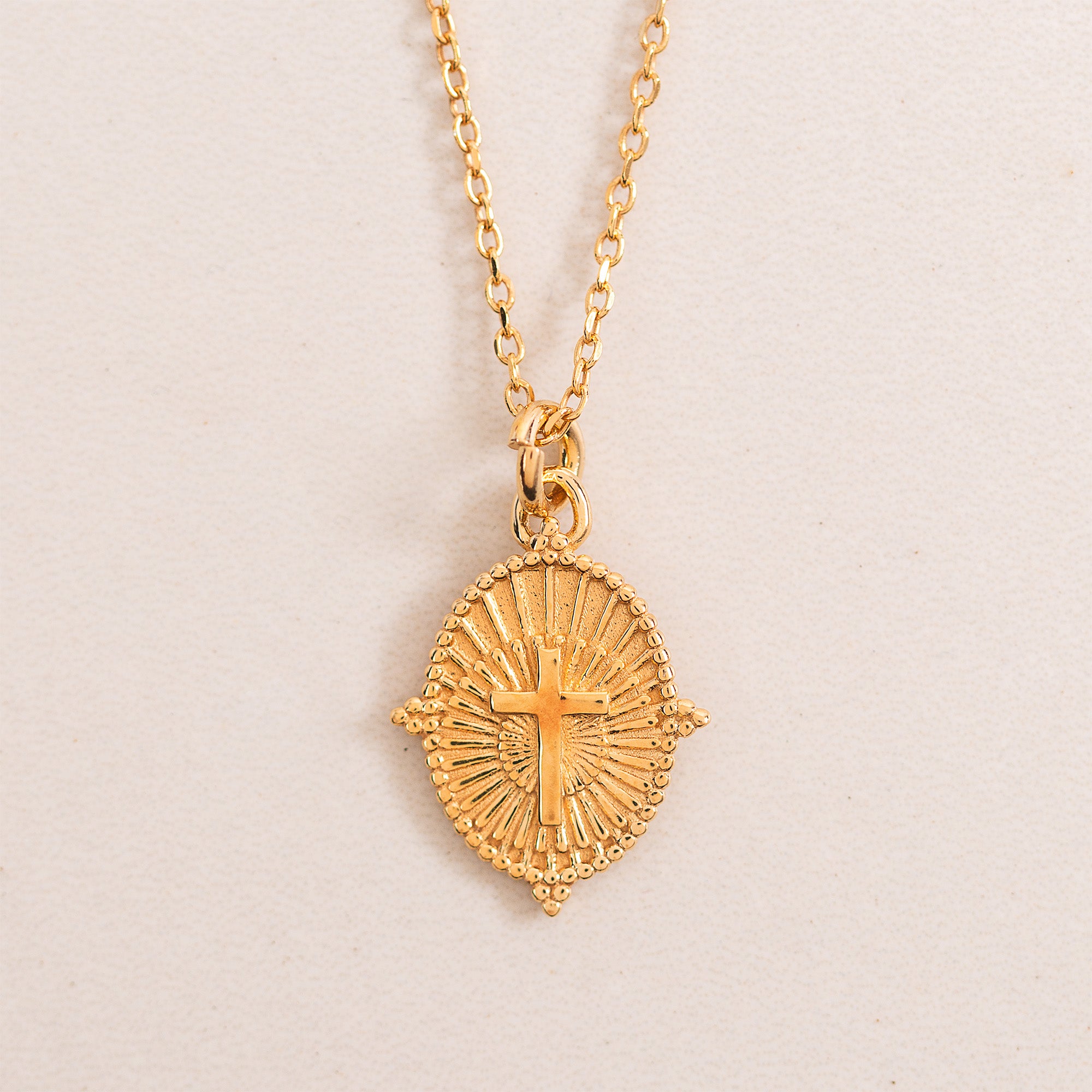 Gold Over Sterling Cross Medal on Diamond Cut Chain | The Catholic Company®