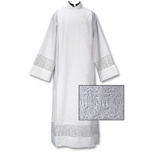 Latin Cross and IHS Lace Front Wrap Alb | The Catholic Company®