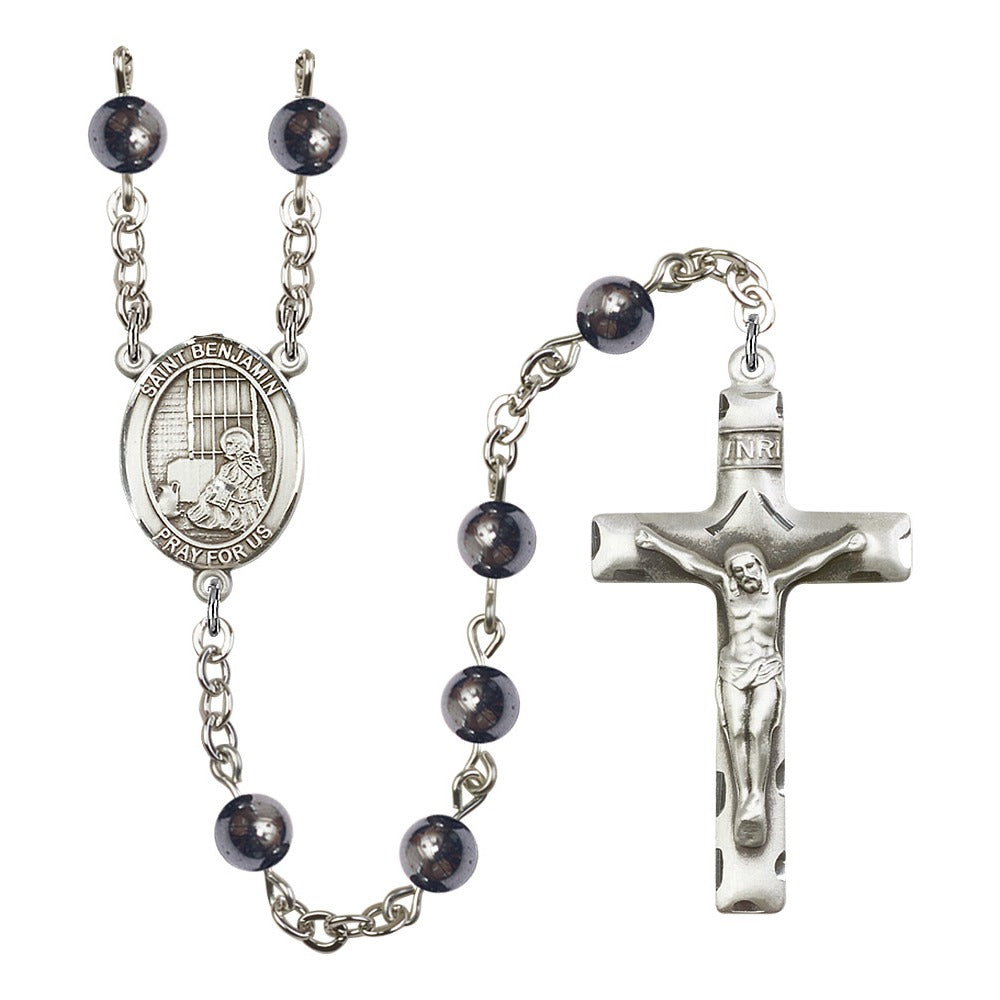 St. Benjamin 6mm Hematite Rosary | The Catholic Company®