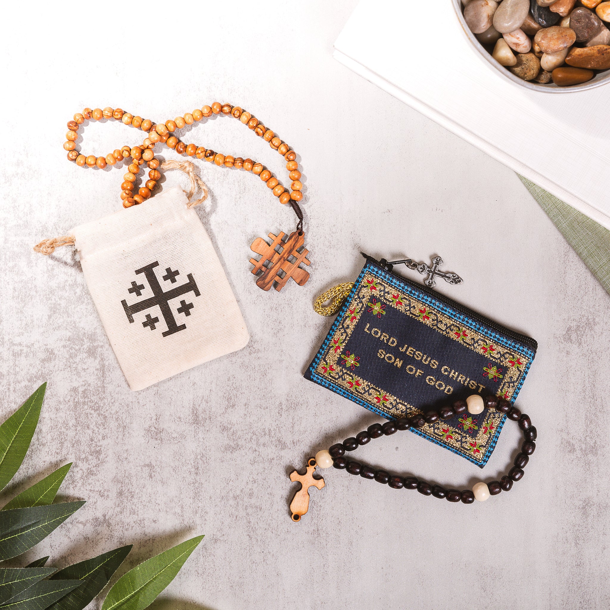 Jesus Beads & Jesus Prayer Pouch & Wooden Prayer Beads-30 Knot (Gift S