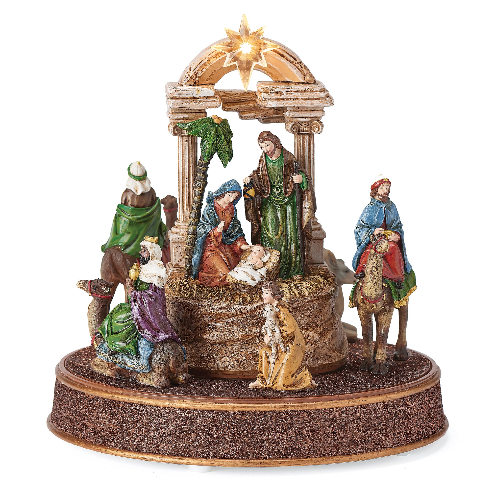 LED Musical Rotating One Piece Nativity - 9.2" | The Catholic Company®