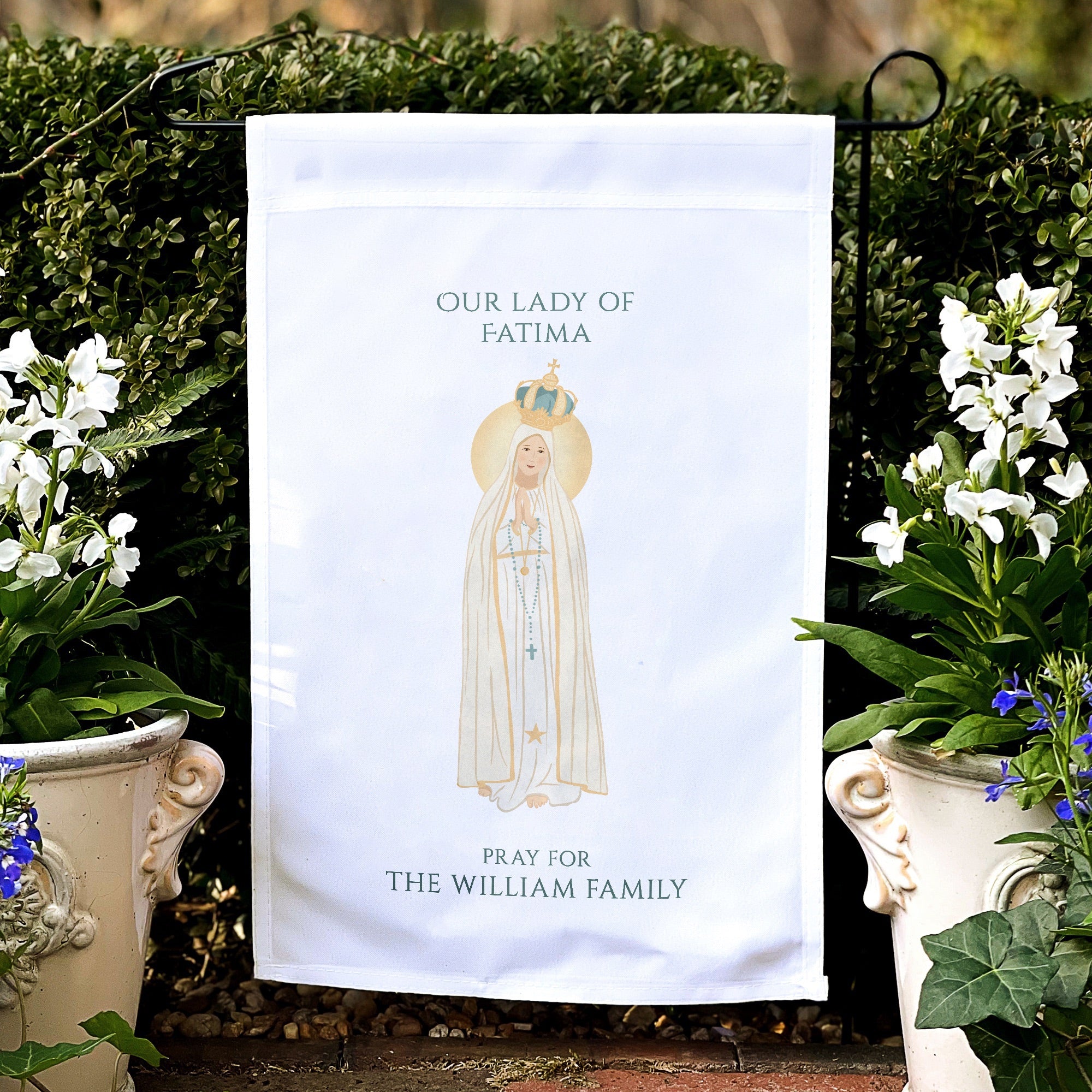 Our Lady of Fatima Personalized Garden Flag | The Catholic Company®