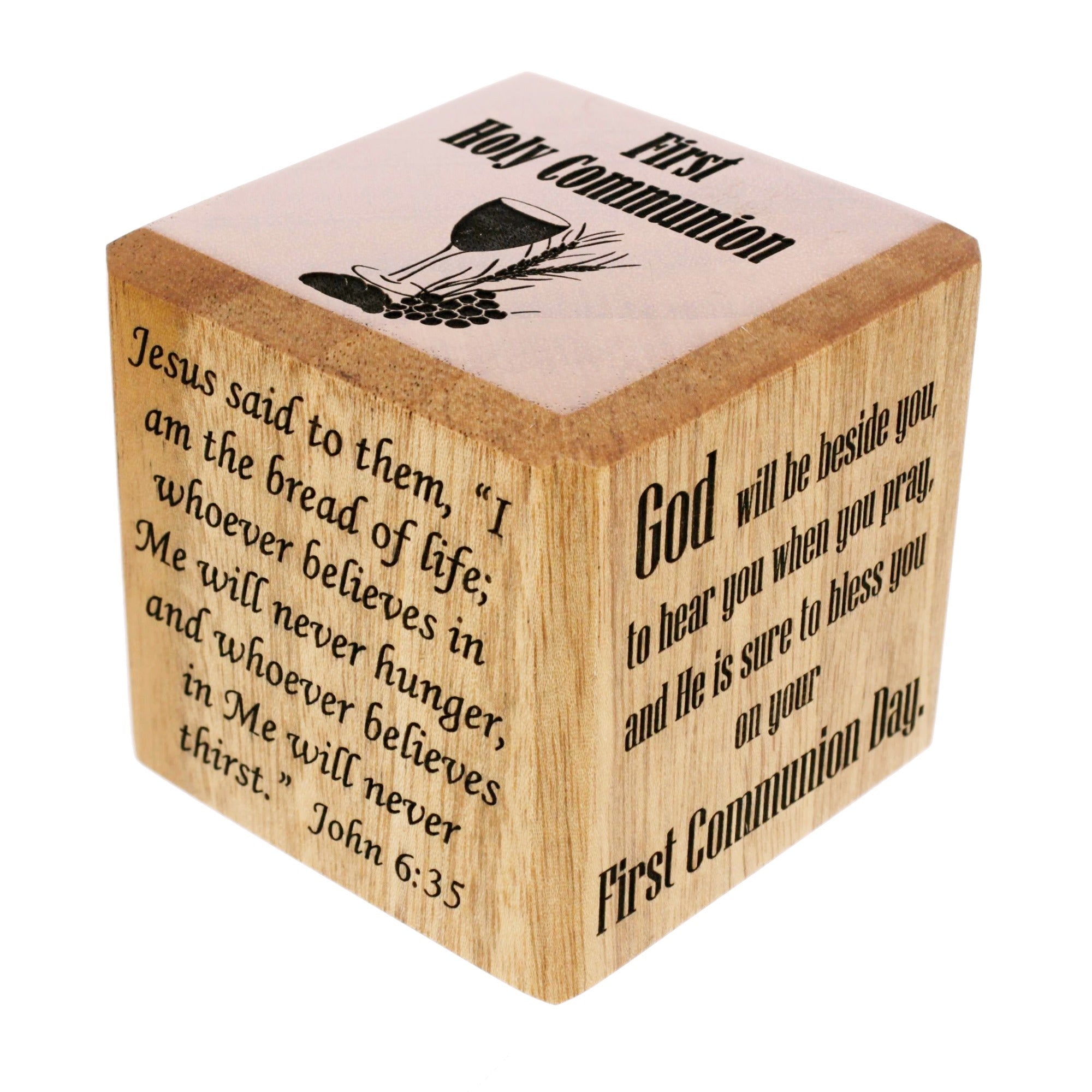First Communion Wooden Prayer Cube | The Catholic Company®