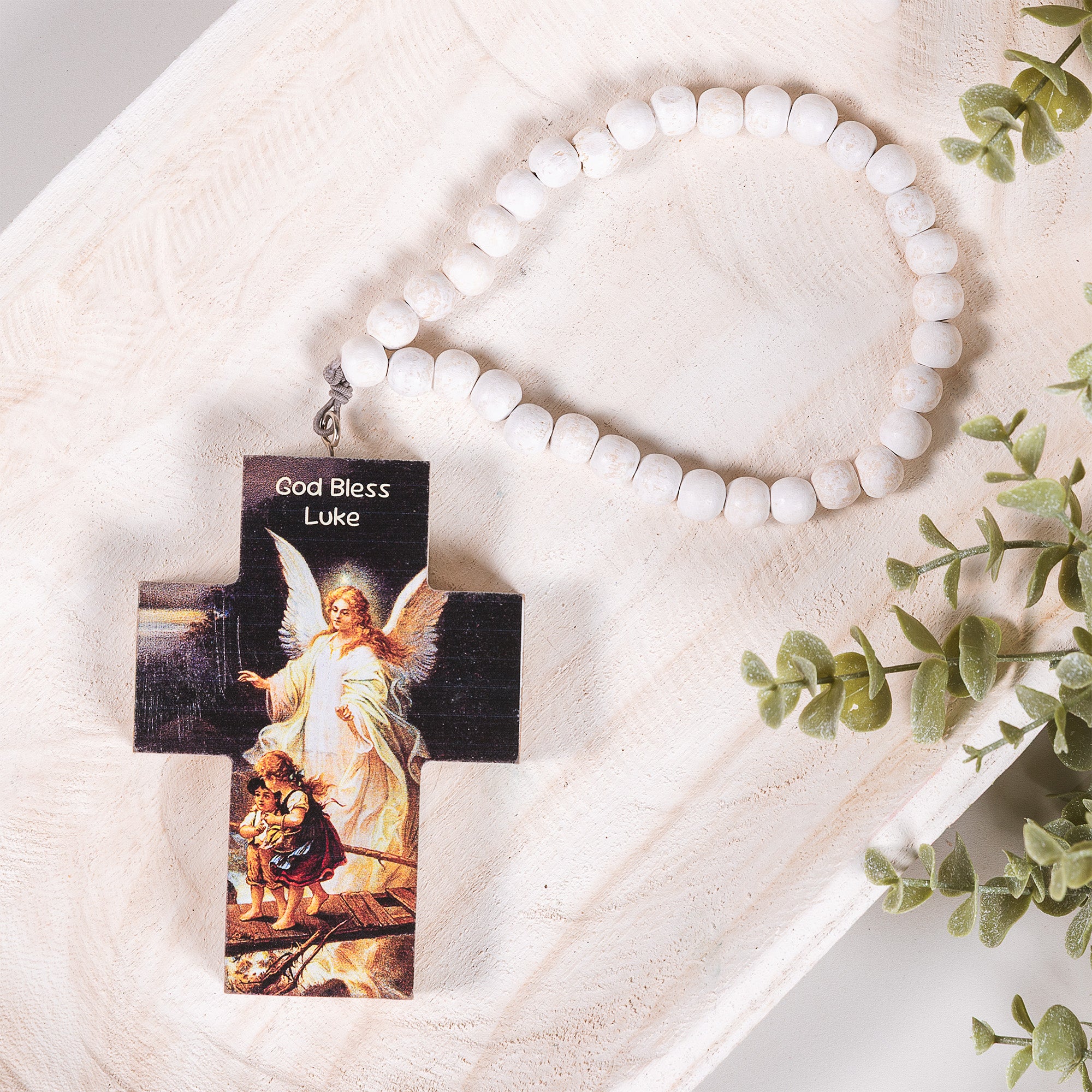 Personalized Guardian Angel Hanging Cross | The Catholic Company®