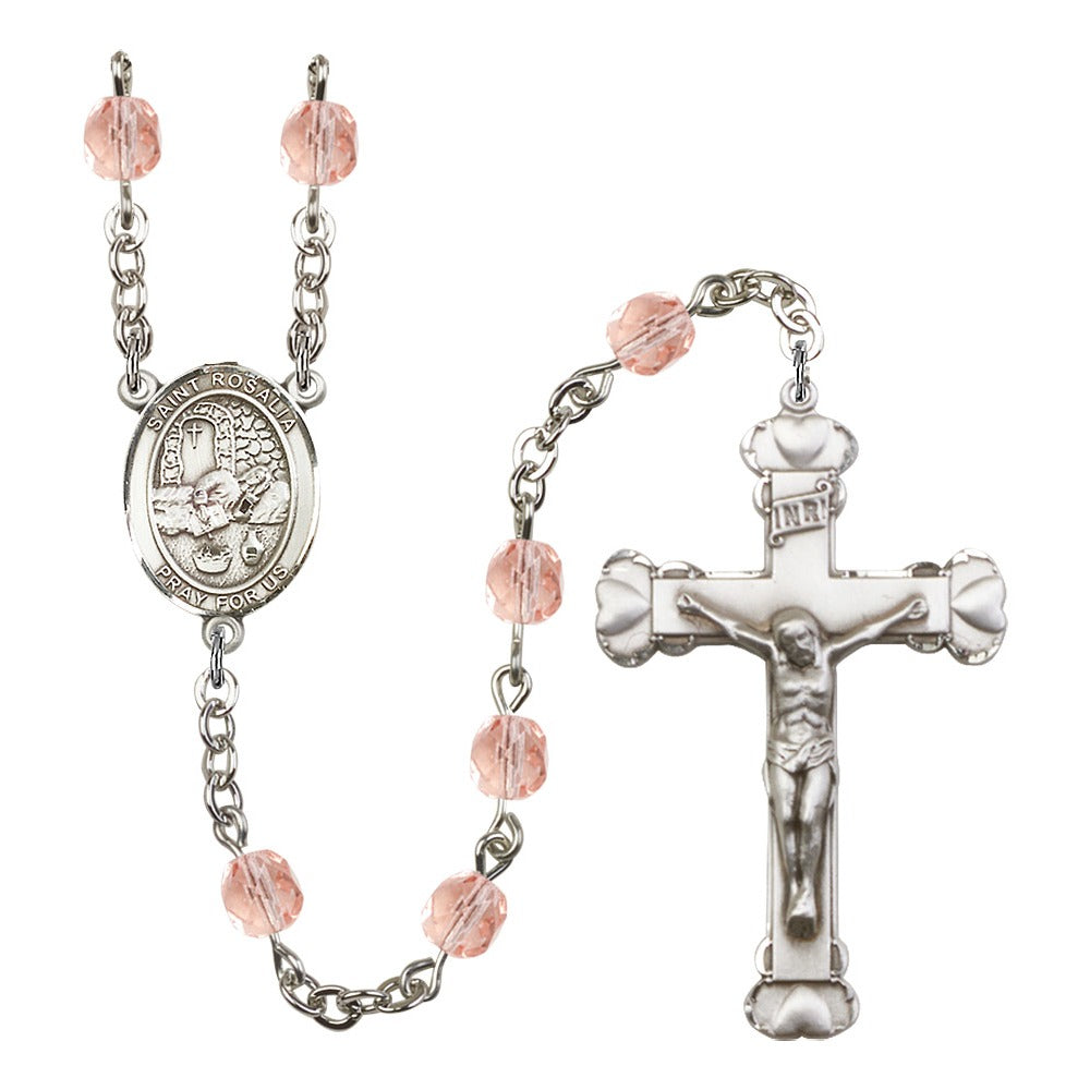 St. Rosalia Pink October Rosary 6mm | The Catholic Company®