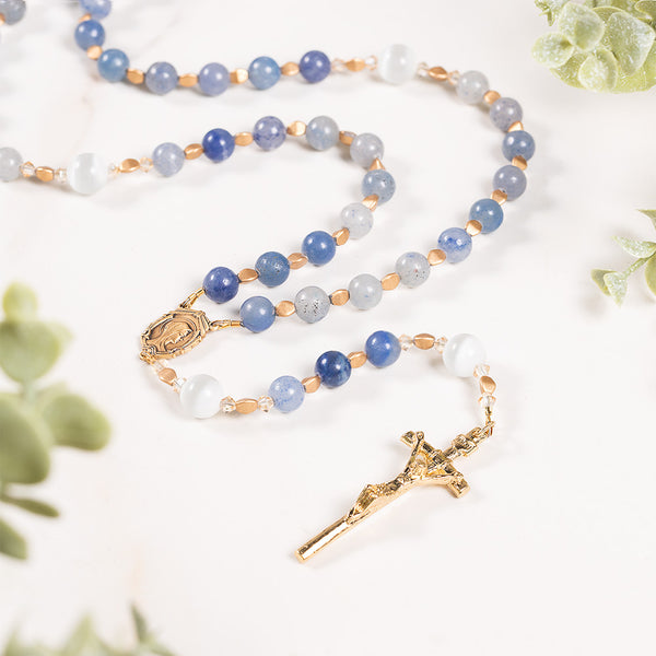 Blue Aventurine Mary Mother of God Rosary | The Catholic Company®