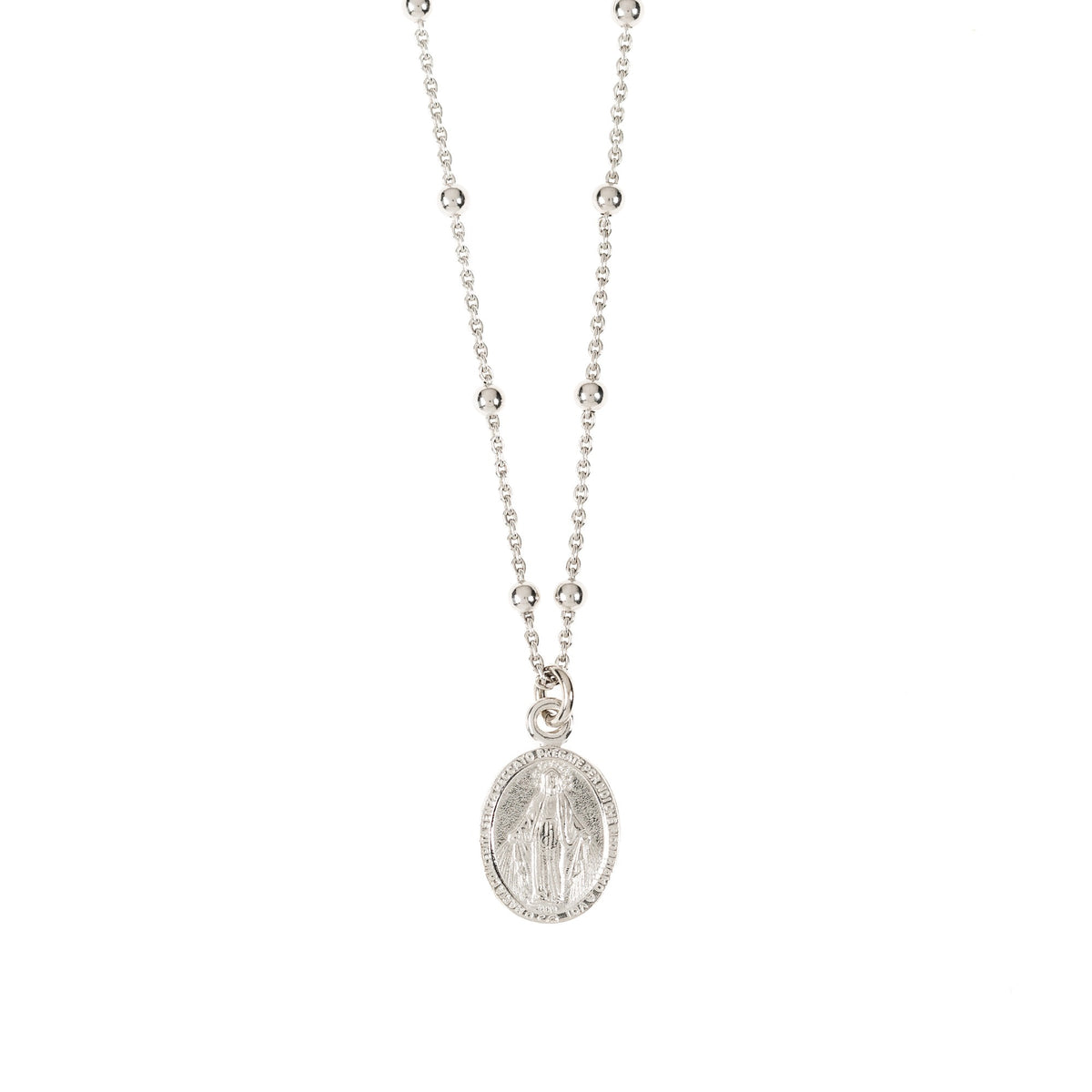 Silver Miraculous Medal Beaded Chain Necklace | The Catholic Company®