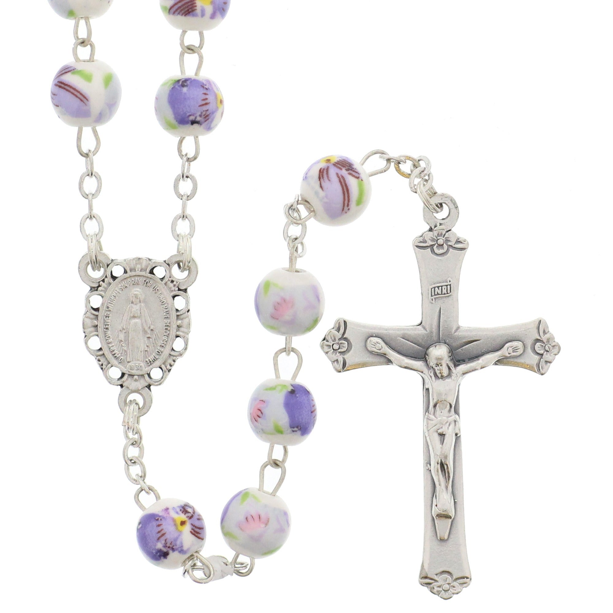 Purple Floral Ceramic Rosary | The Catholic Company®