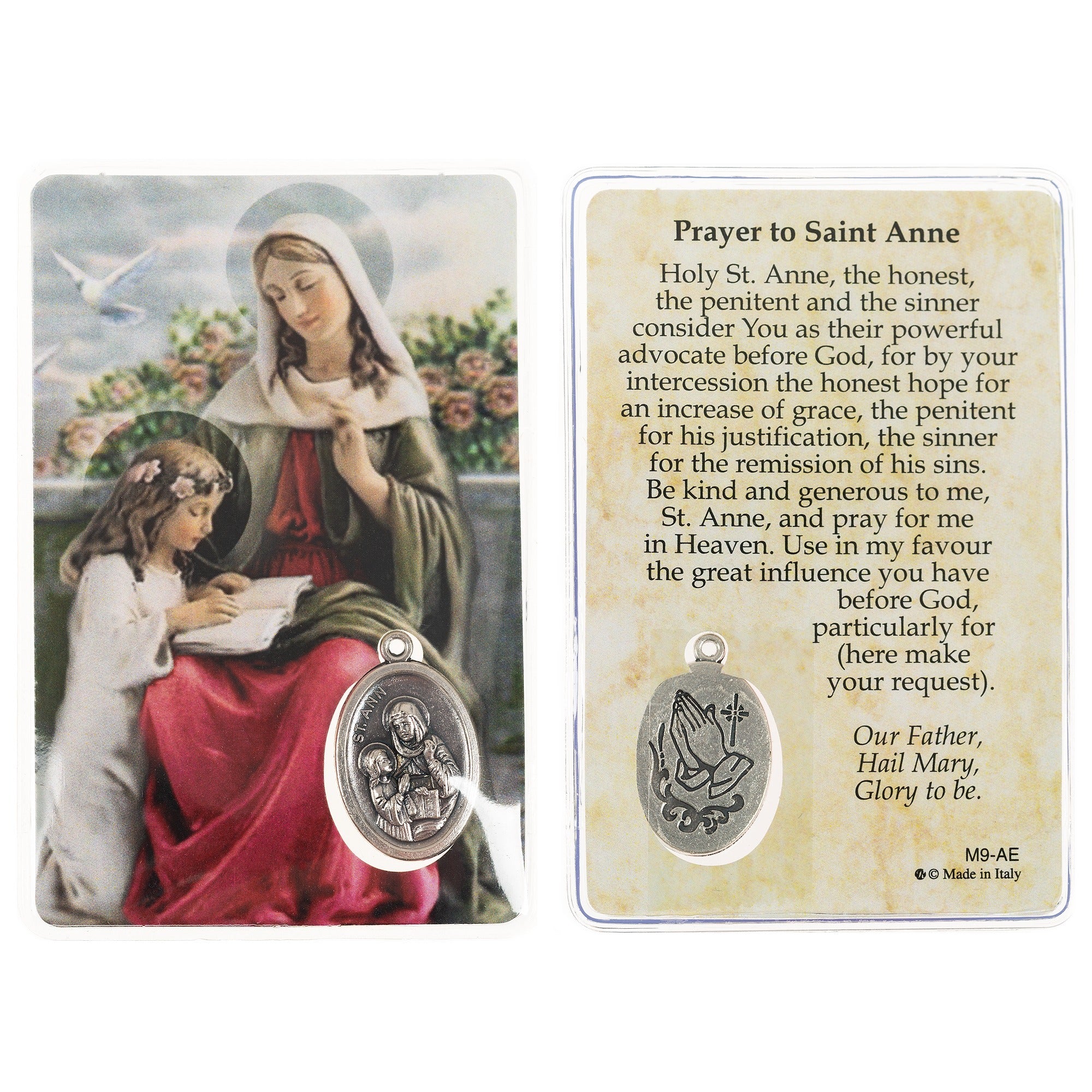 Laminated St. Anne Prayer Card with Medal | The Catholic Company®