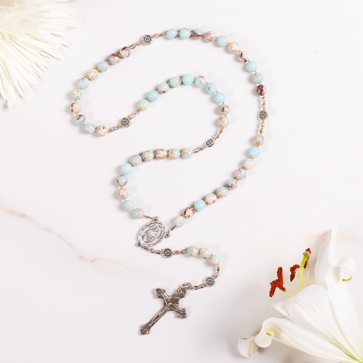 St. Kateri Gemstone & Lily Rosary | The Catholic Company®