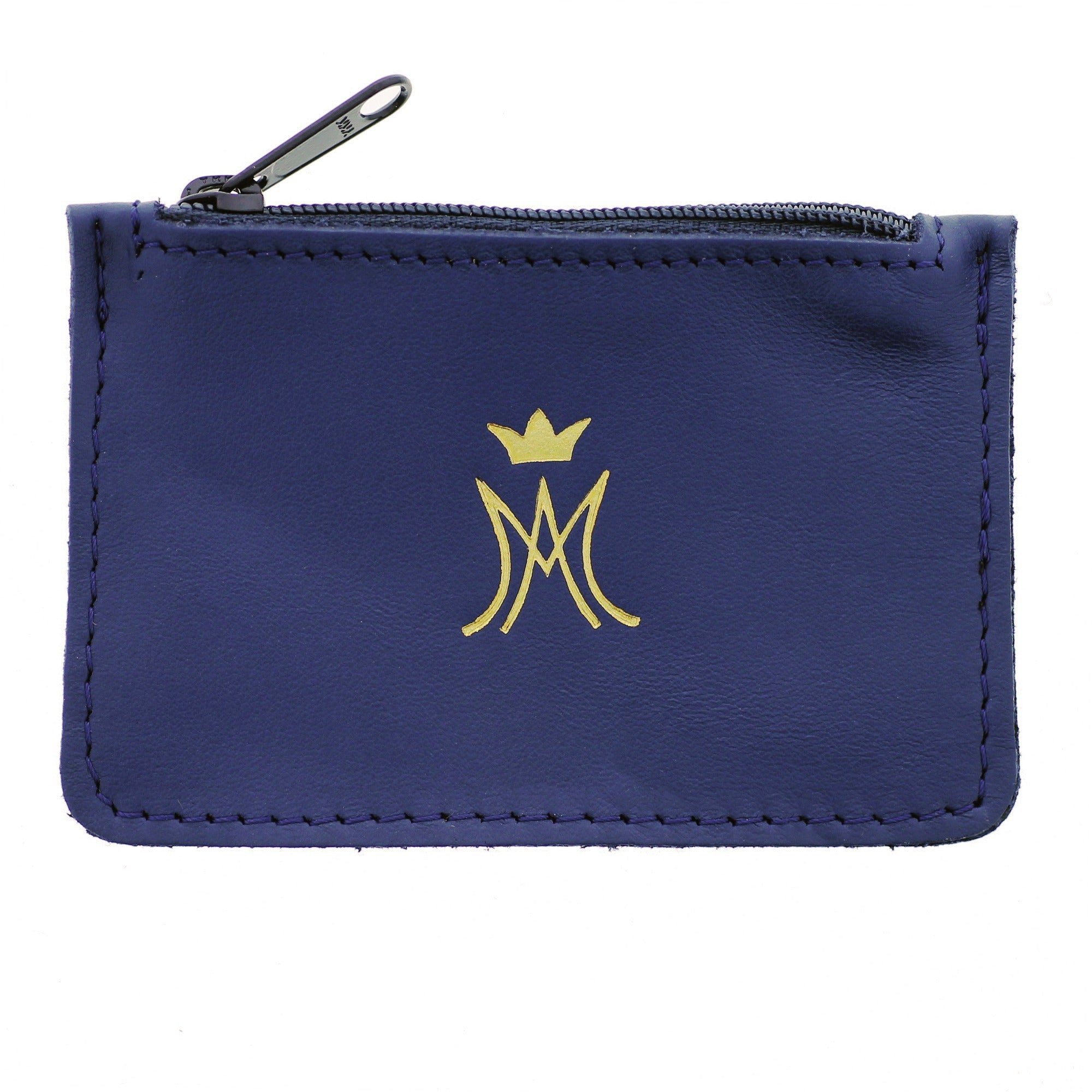 Ave Maria Blue Leather Zipper Rosary Purse | The Catholic Company®