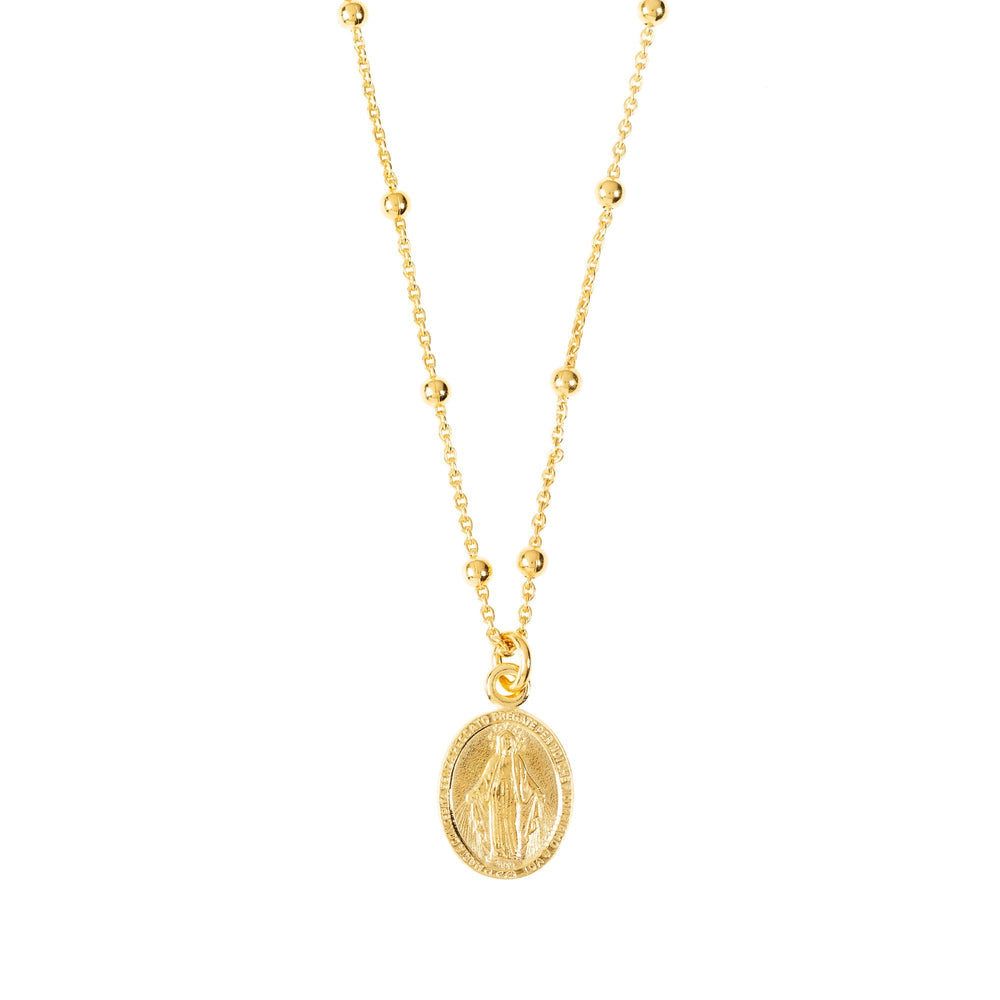 Gold Miraculous Medal Beaded Chain Necklace | The Catholic Company®