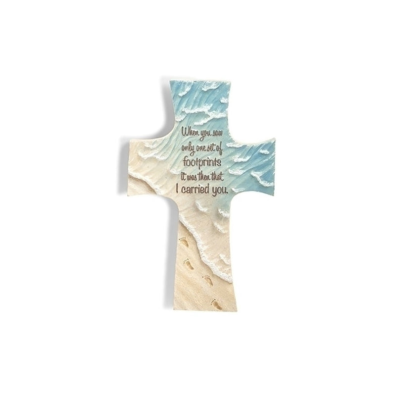 Footprints in the Sand Wall Cross - 8" | The Catholic Company®