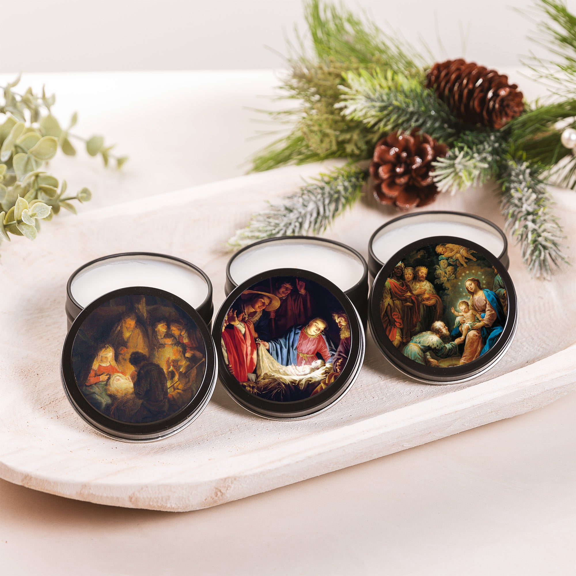 Classic Nativity Candle Tins - Set of 3 | The Catholic Company®