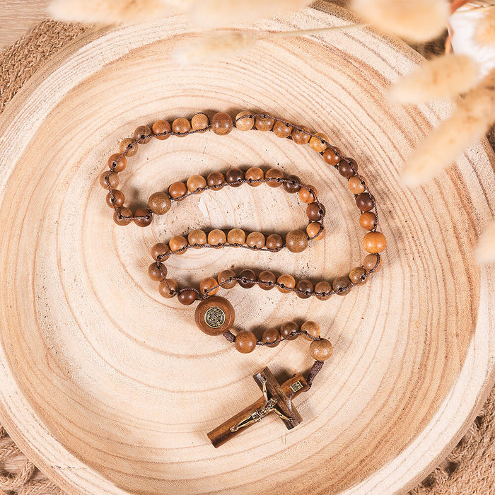 St. Benedict Wood Bead Ladder Rosary | The Catholic Company®