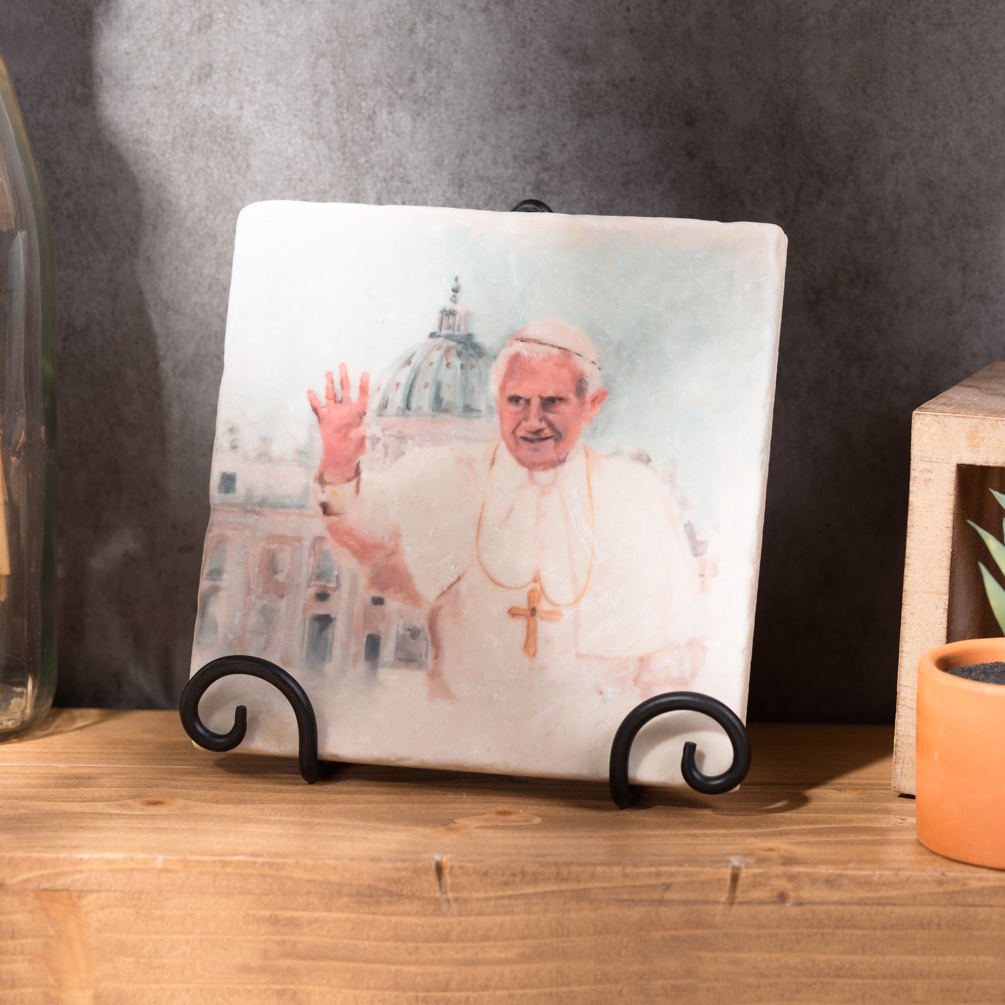 Pope Benedict XVI Tumbled Stone Tile | The Catholic Company®