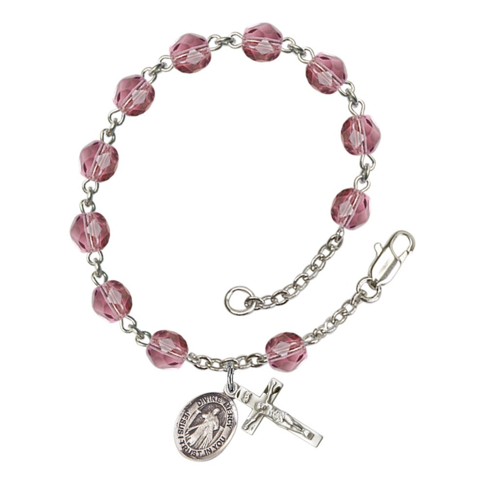 Divine Mercy Purple February Rosary Bracelet 6mm | The Catholic Company®