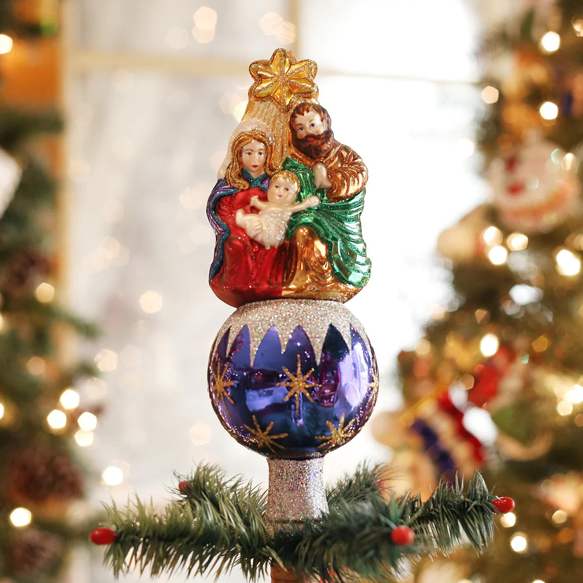 Old World Christmas Blown Glass Nativity Tree Topper | The Catholic ...