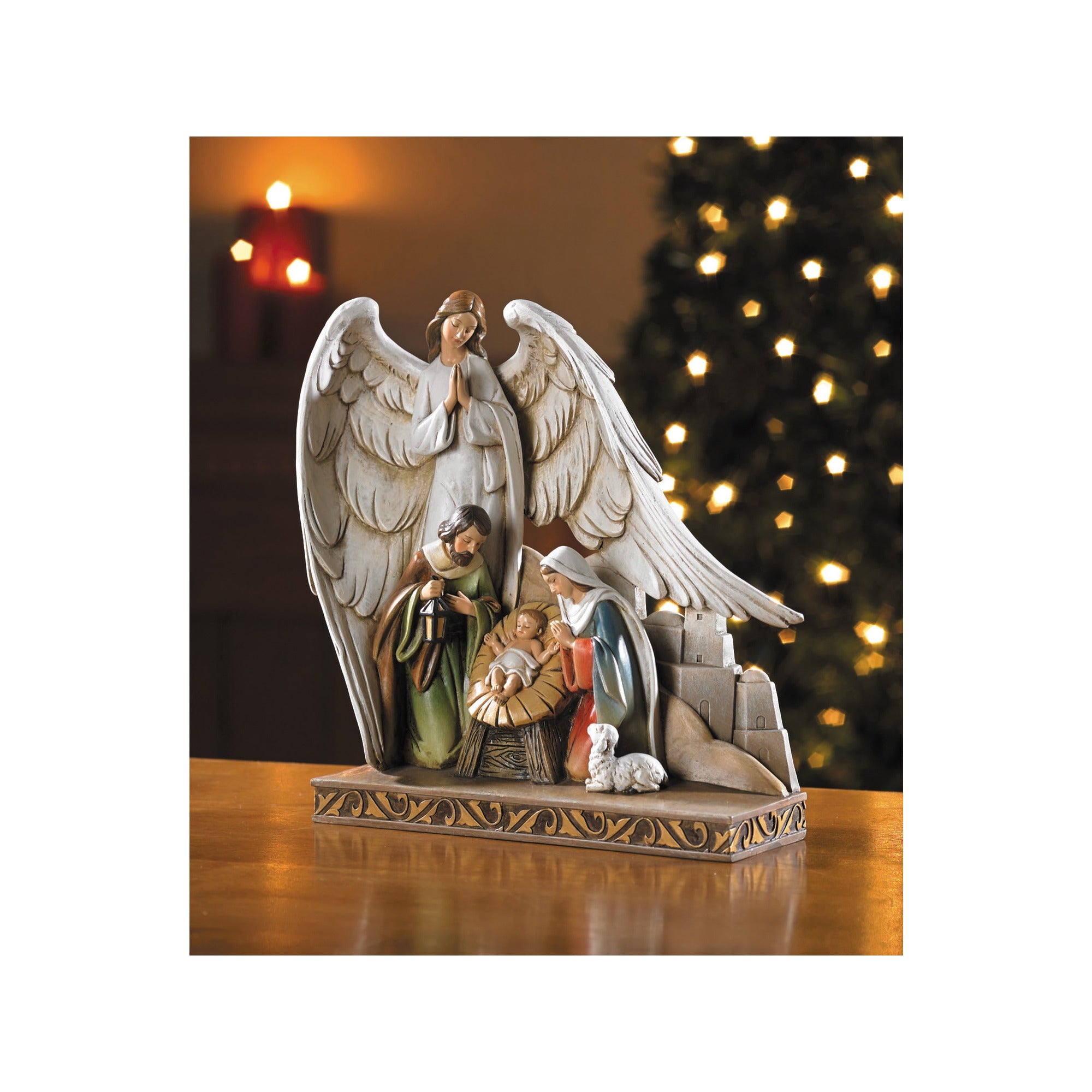 Nativity with Angel Figurine | The Catholic Company®